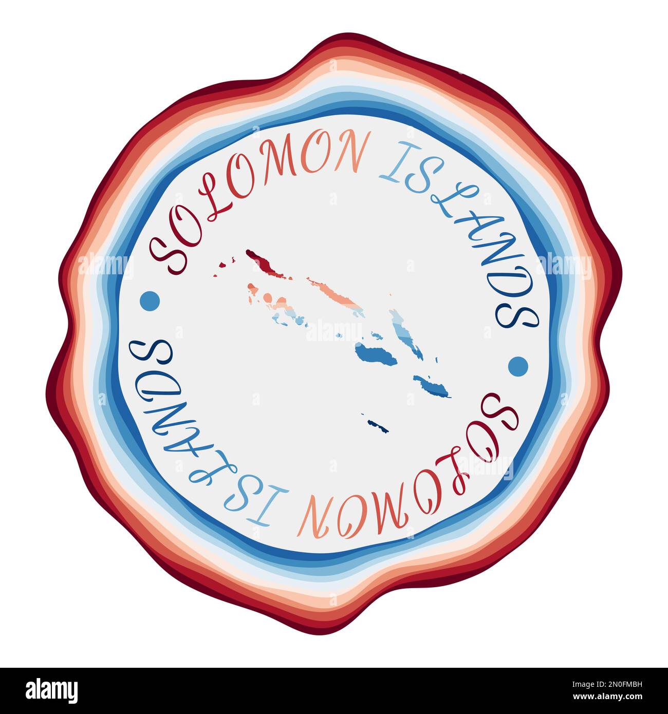 Solomon Islands badge. Map of the country with beautiful geometric ...