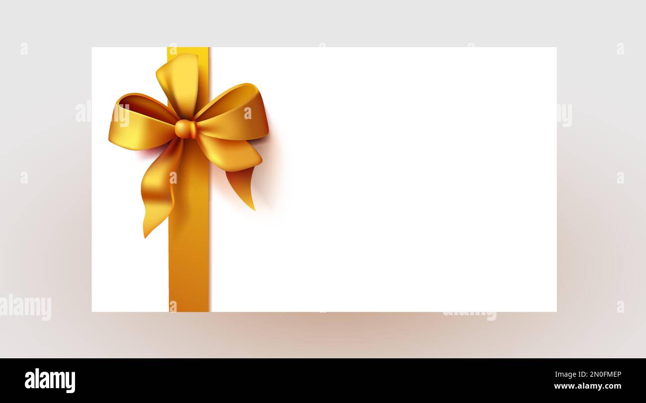 Beautiful card. Golden ribbon around blank white paper. Vector ...