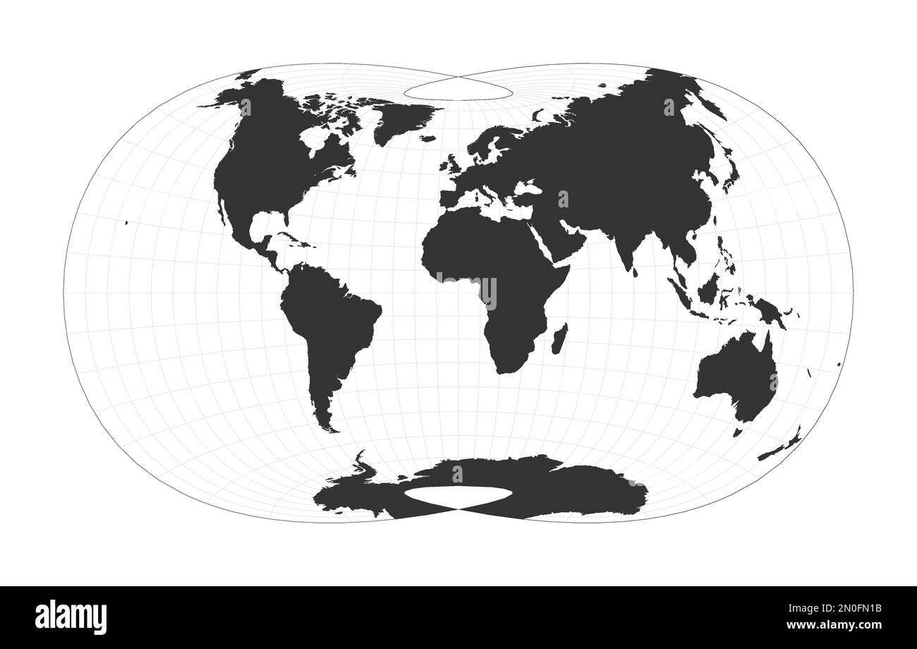 Map of The World. Laskowski tri-optimal projection. Globe with latitude ...