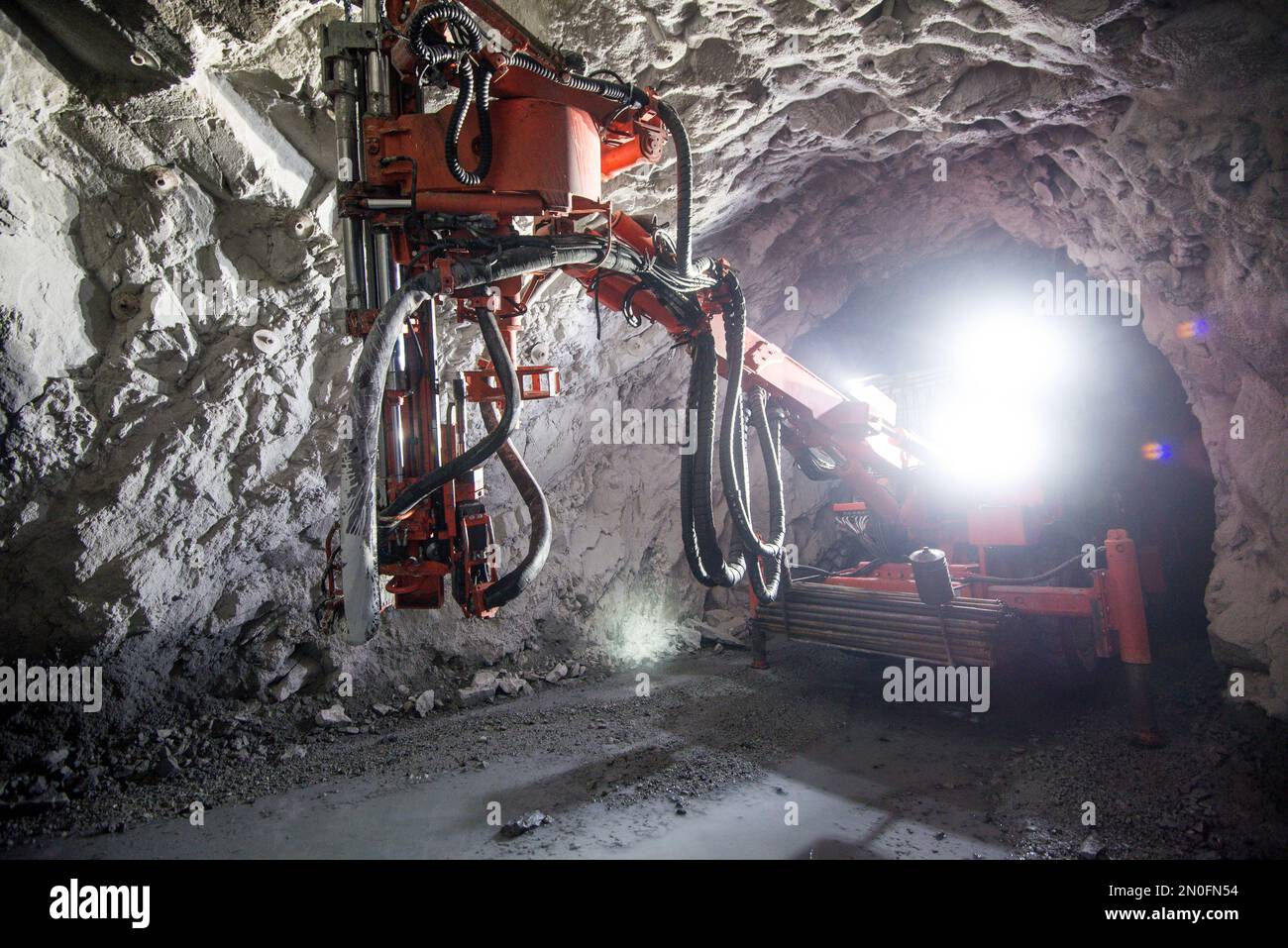 Underground Jumbo Drill Equipment. drilling machine in the mine Stock ...