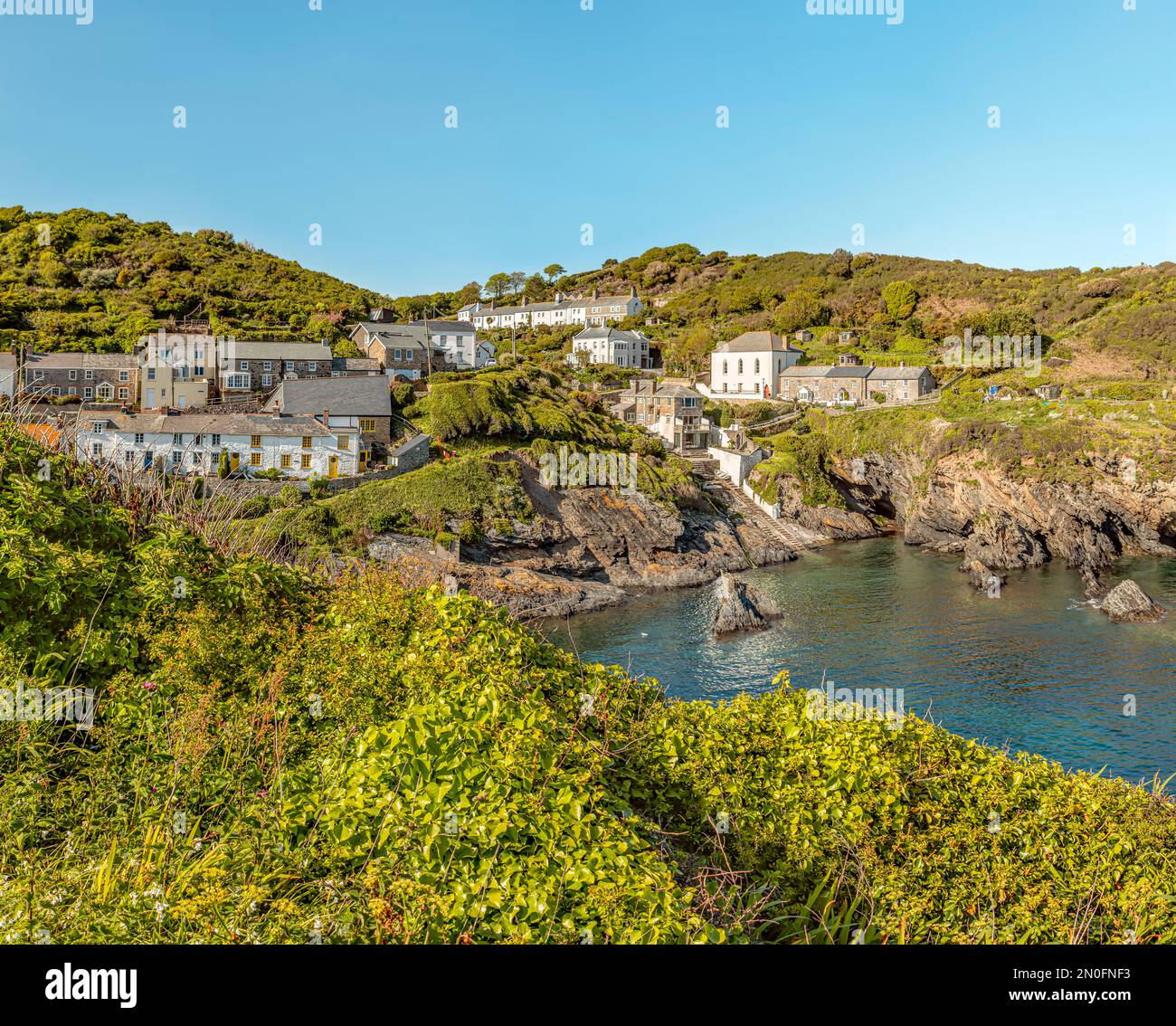 View over the Cornish Village Portloe, Cornwall, England, UK Stock ...