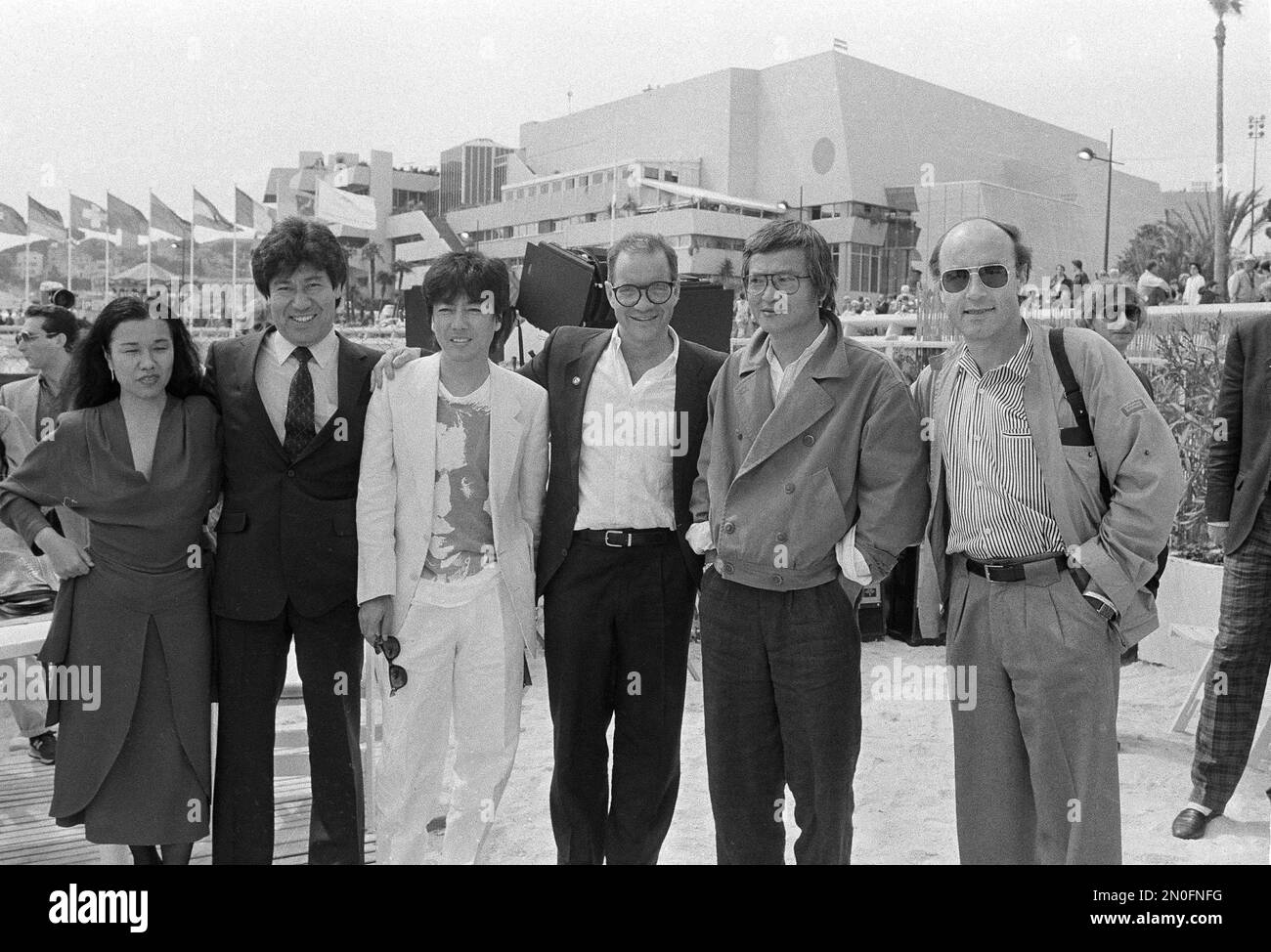 The team from the movie "Mishima" pose in front of the Palais de ...