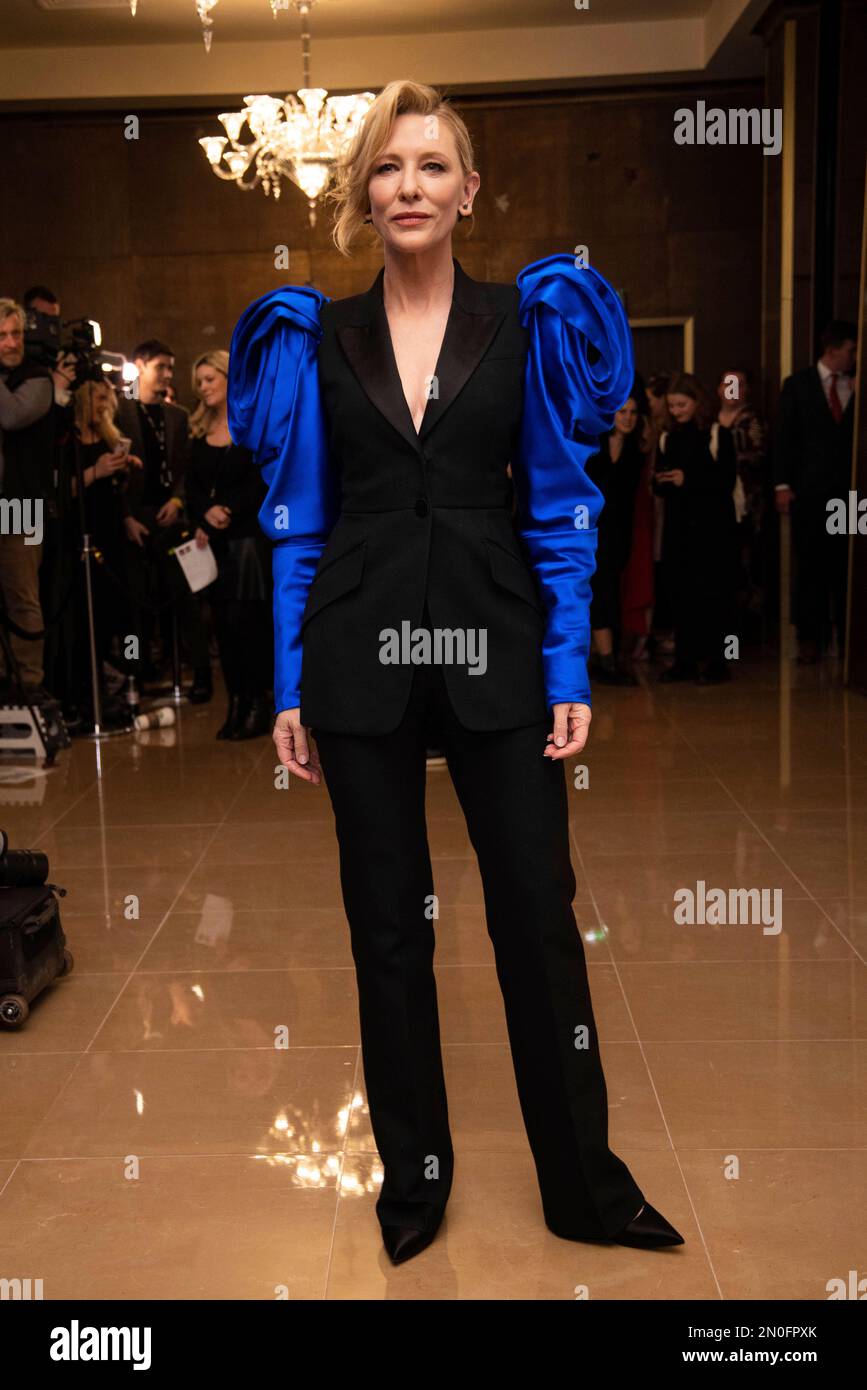 Cate Blanchett poses for photographers upon arrival at the Critics' Circle Film Awards in London ...