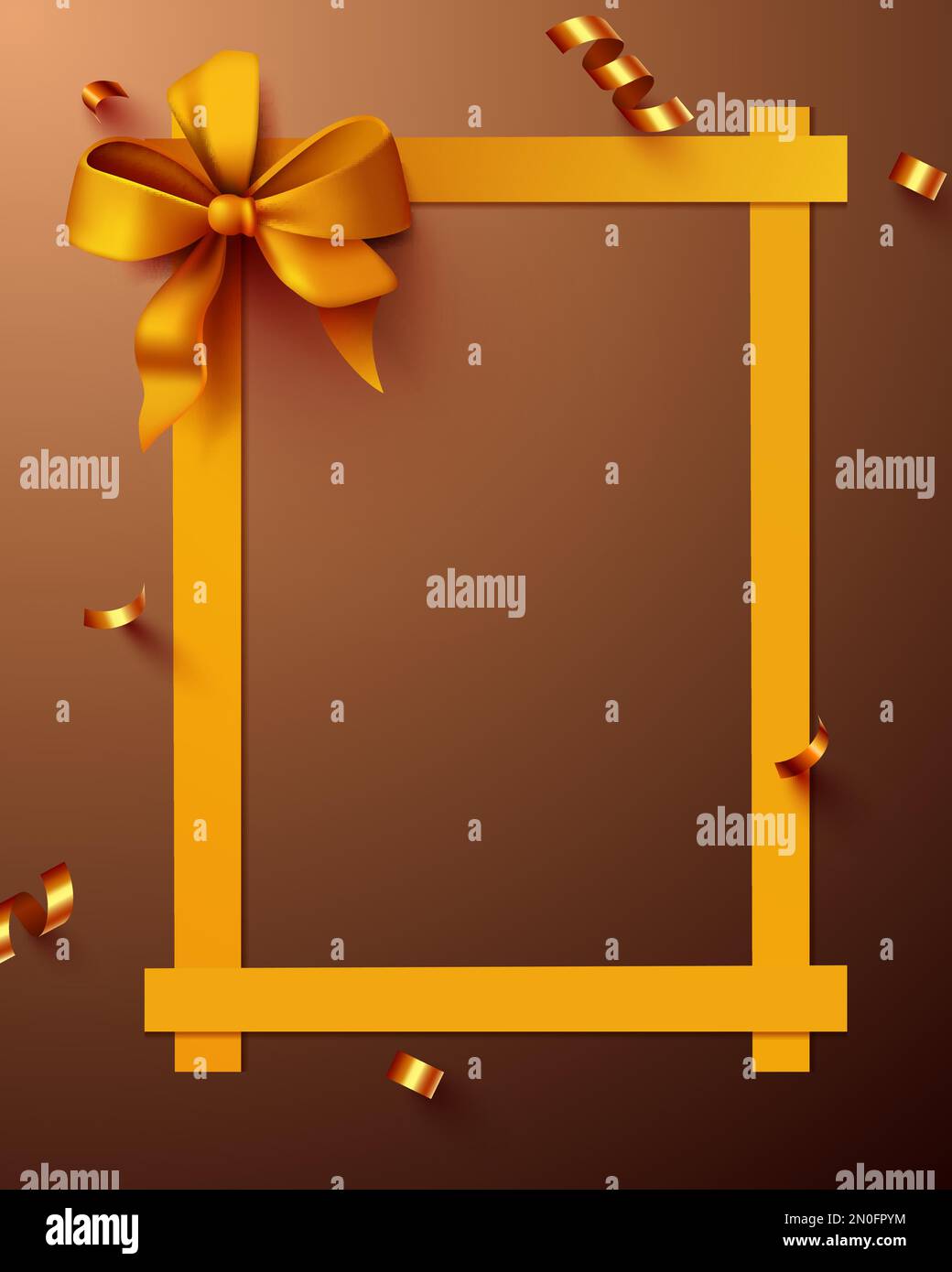 Beautiful frame with golden ribbon. Vector illustration Stock Vector ...