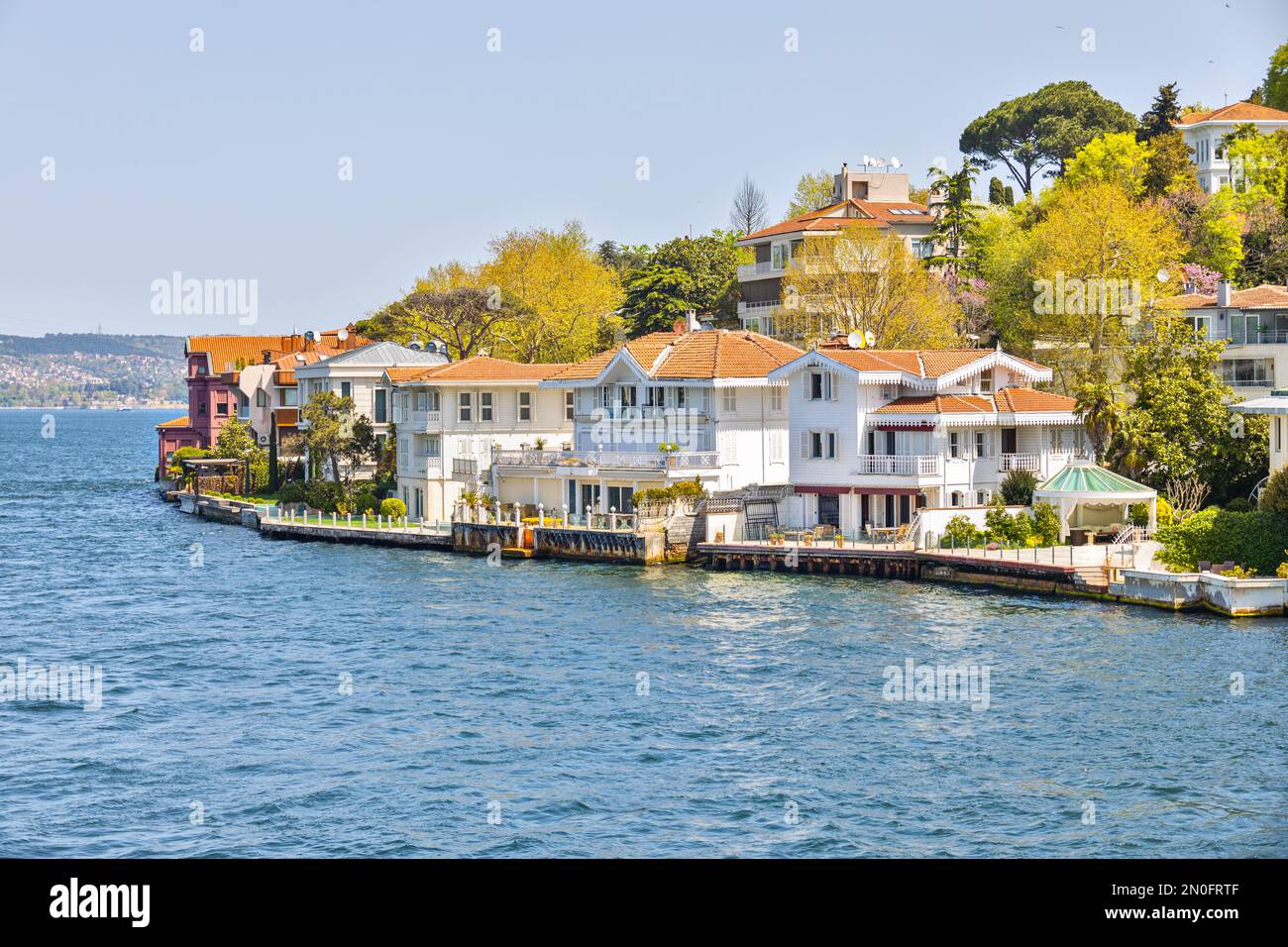 Beautiful urban architecture on the Bosphorus strait rich houses in ...