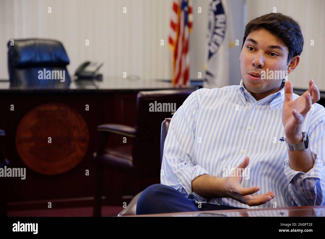 In this Wednesday, Jan. 6, 2016 photo newly elected Fall River Mayor ...