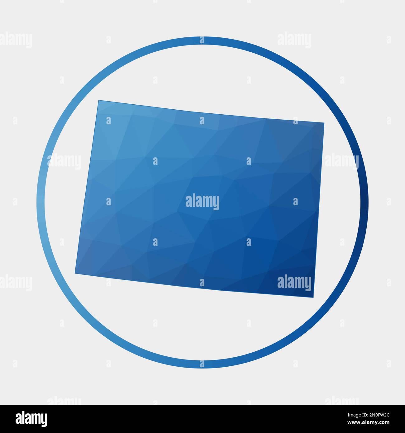Colorado icon. Polygonal map of the US state in gradient ring. Round ...