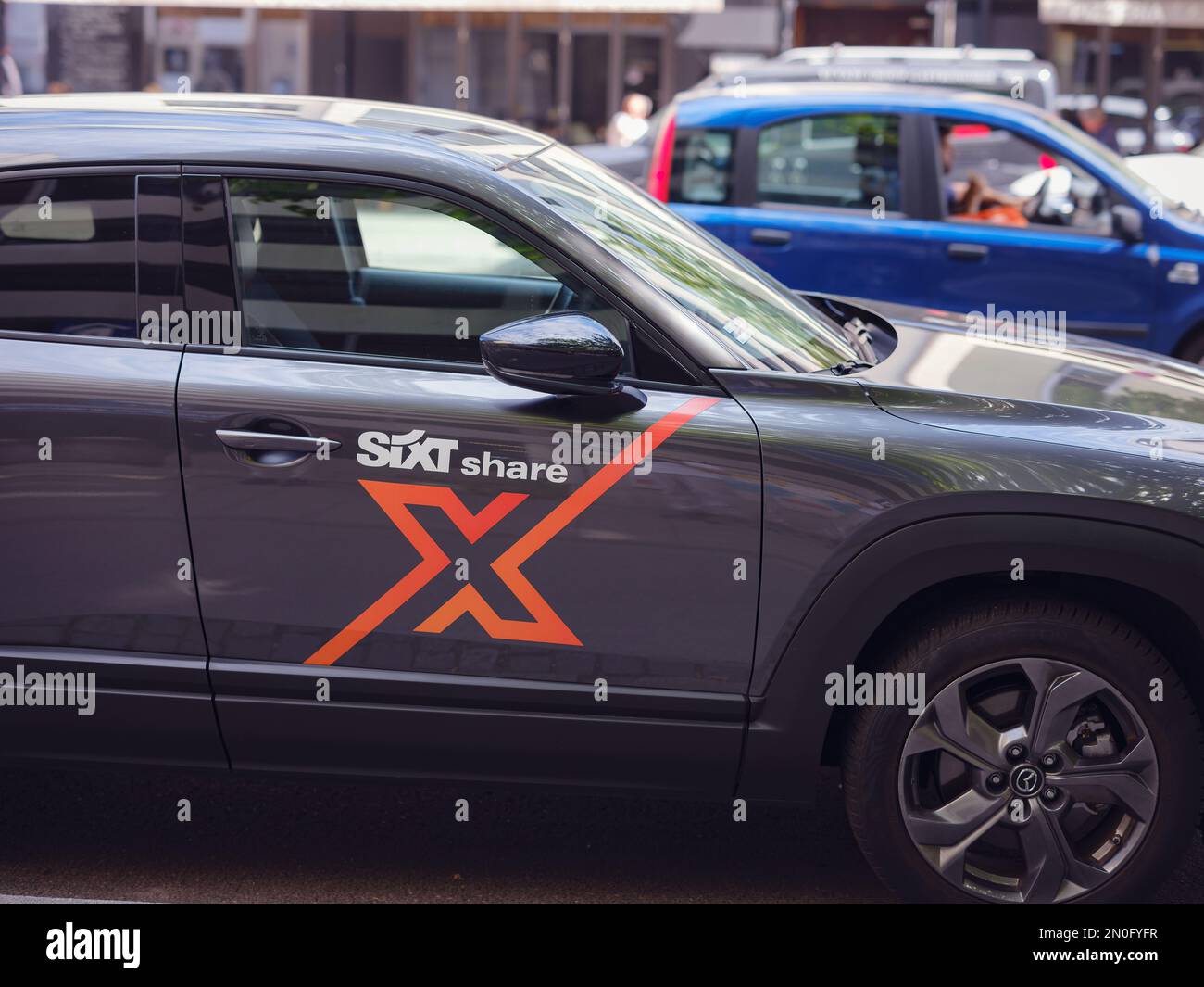 Munich, Germany - August 5, 2022 : Car Sharing SIXT is a European car ...