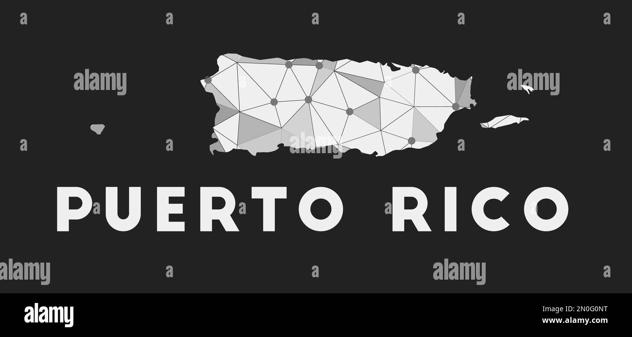 Puerto Rico communication network map of country. Puerto Rico trendy geometric design on dark ...