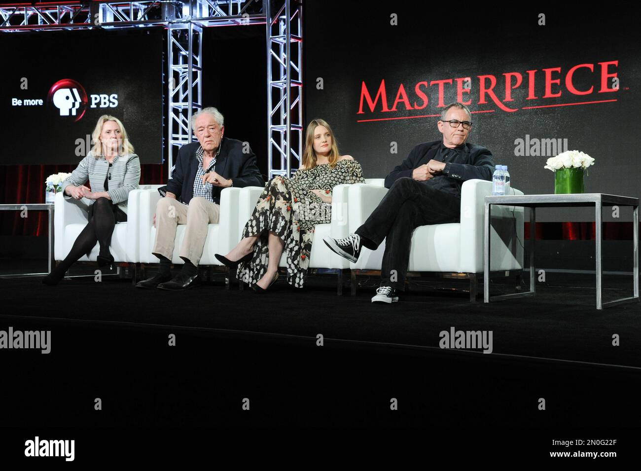 Producer Suzanne Simpson, from left, actors Michael Gambon, Romola ...