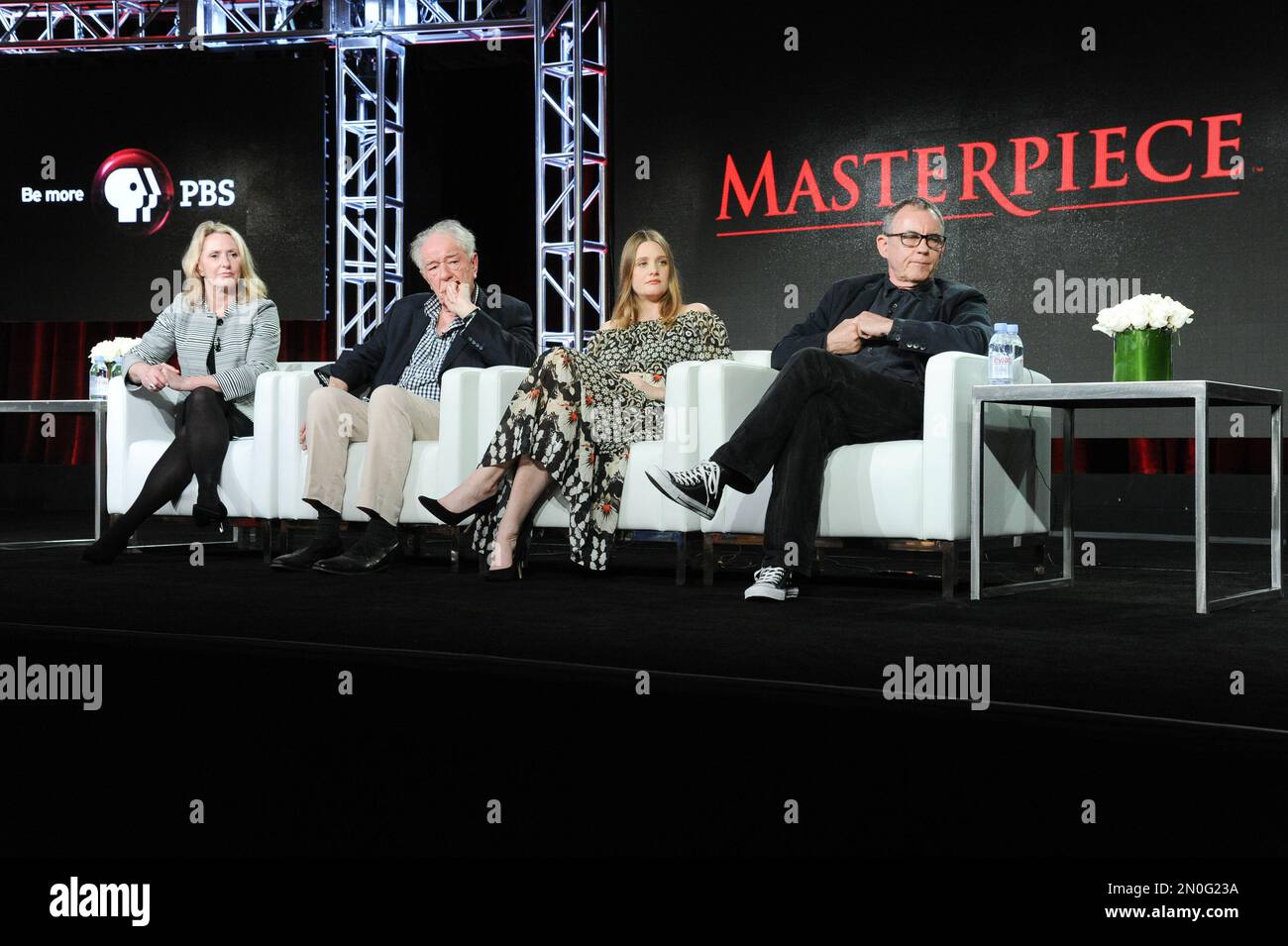 Producer Suzanne Simpson, from left, actors Michael Gambon, Romola ...