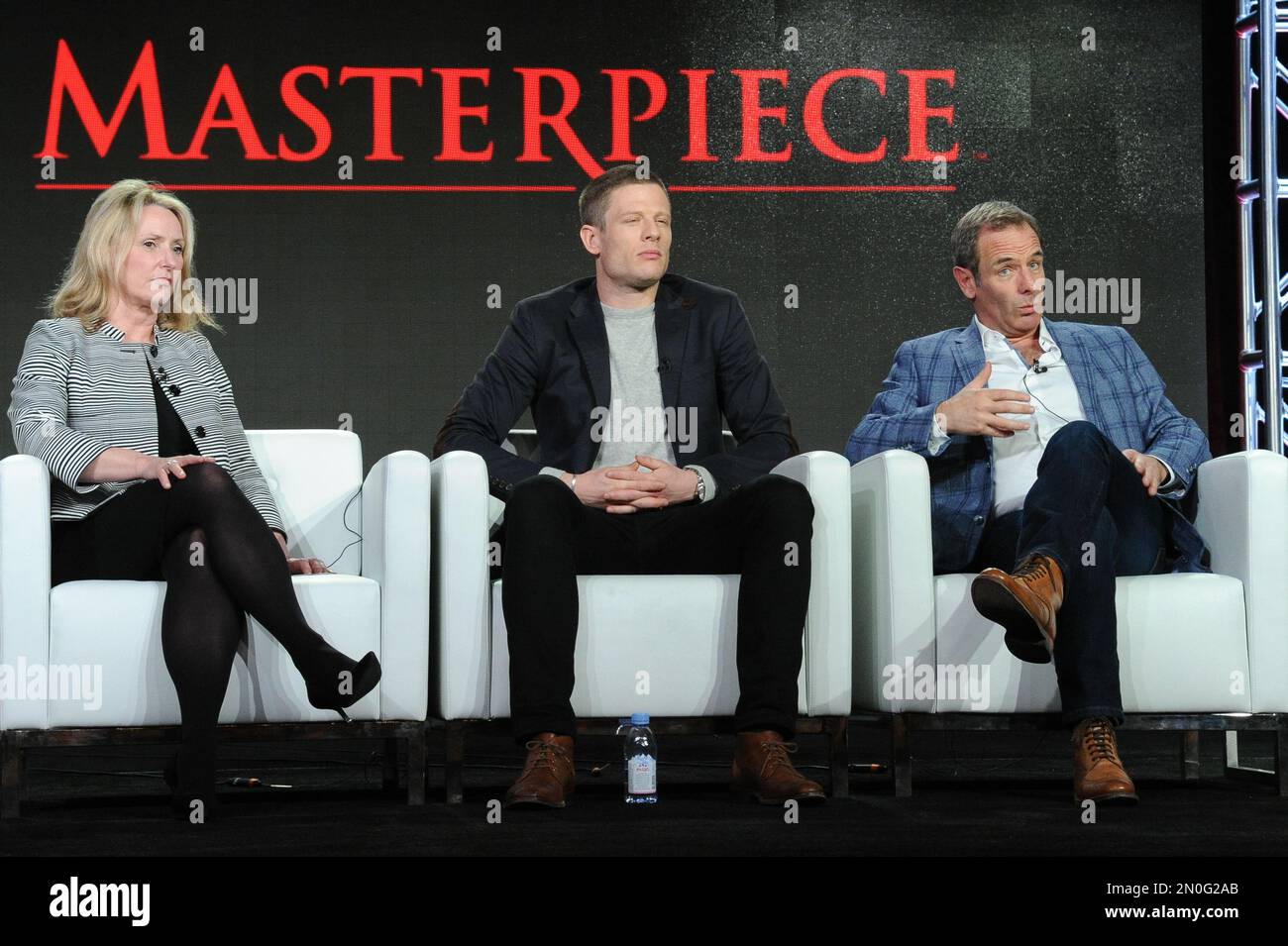 Producer Suzanne Simpson, from left, actors James Norton and Robson ...