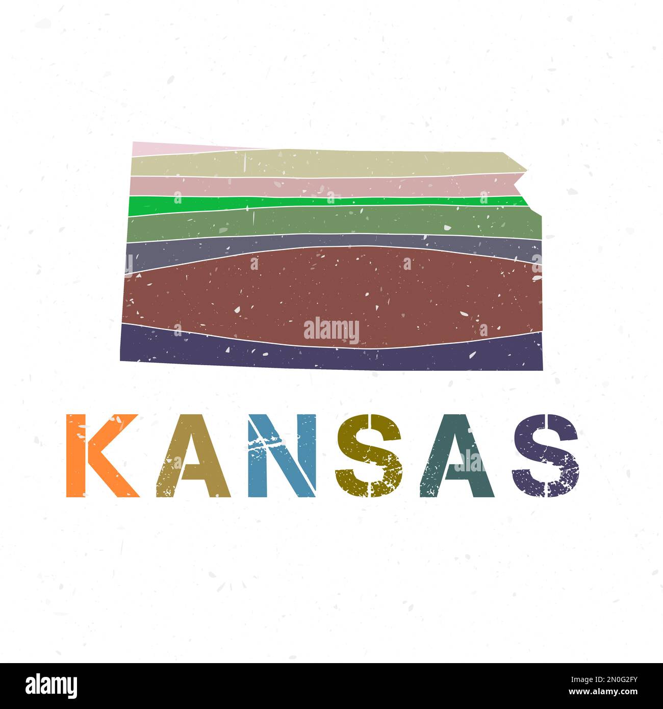 Kansas map design. Shape of the US state with beautiful geometric waves ...