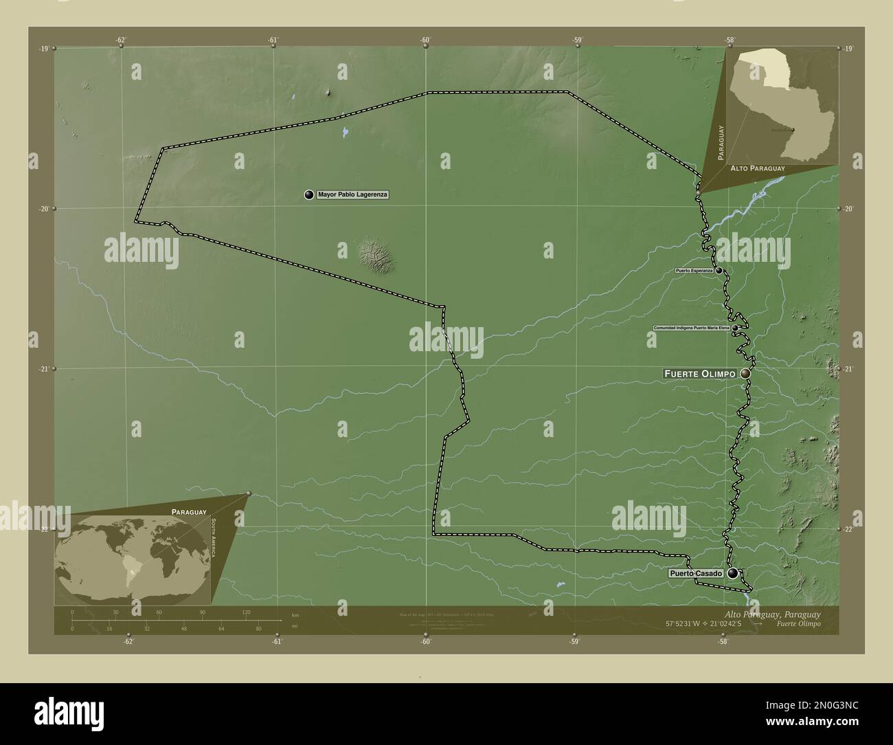 Alto Paraguay, department of Paraguay. Elevation map colored in wiki ...