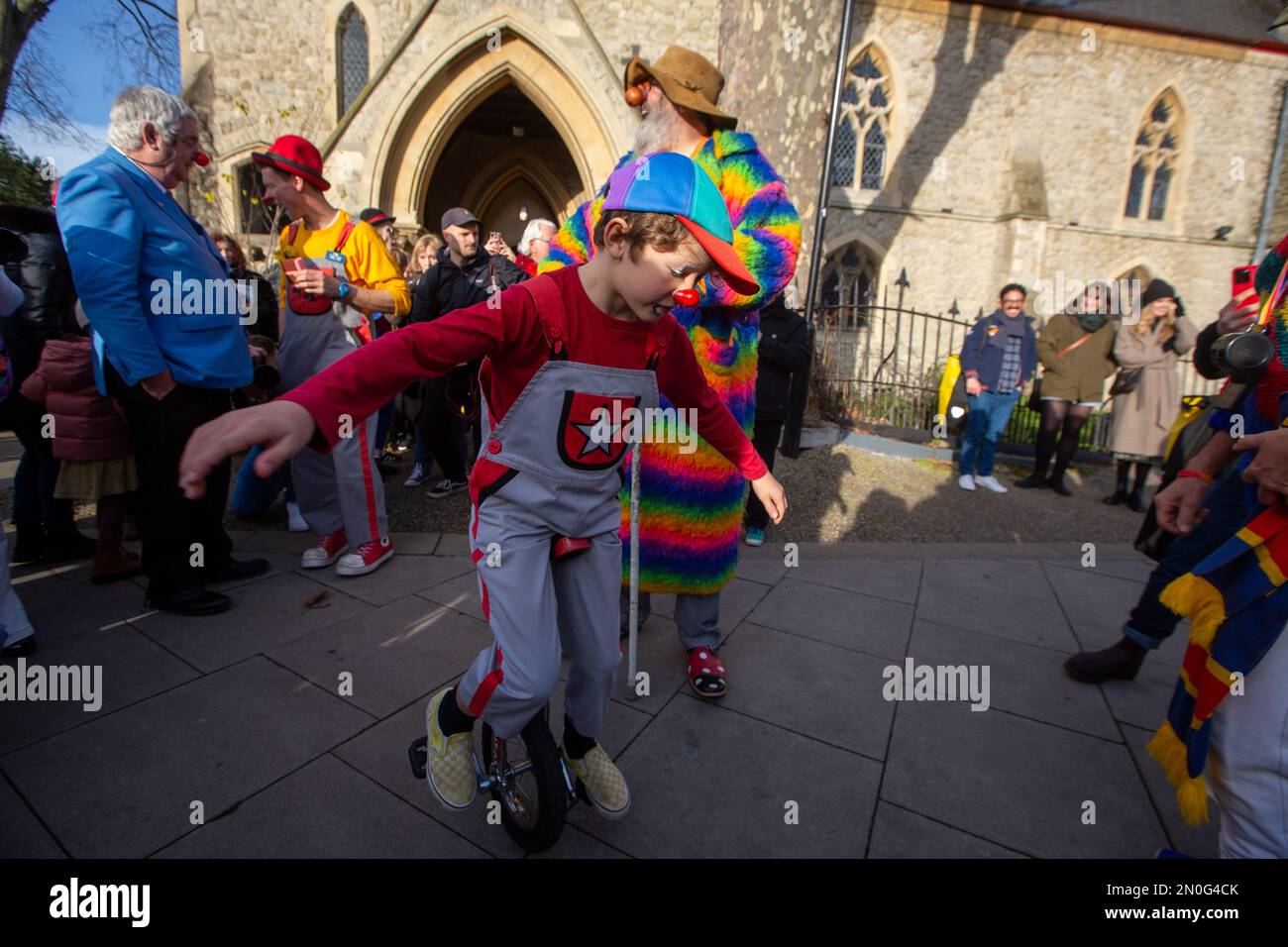 London, England, UK. 5th Feb, 2023. Clowns take part in the 73rd annual ...
