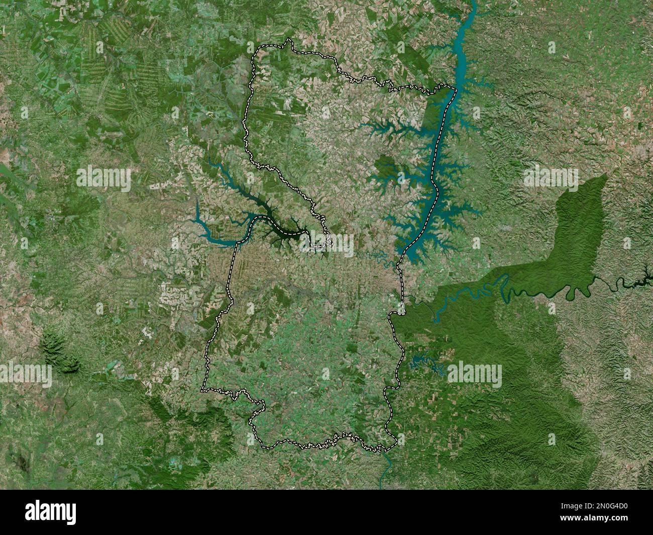 Alto Parana, department of Paraguay. High resolution satellite map ...