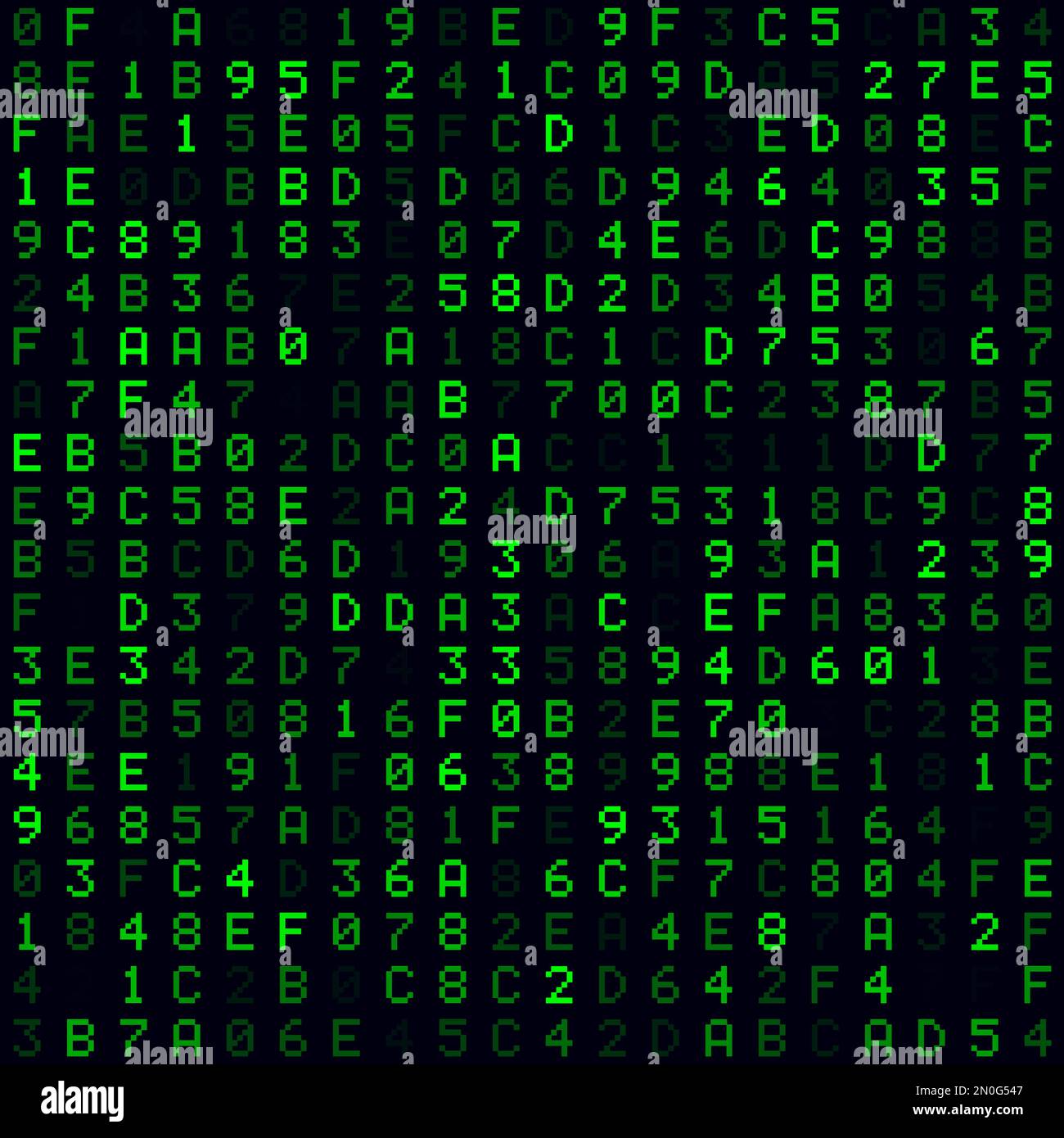 Abstract technology background. Green filled hexadecimal background. Small sized seamless ...