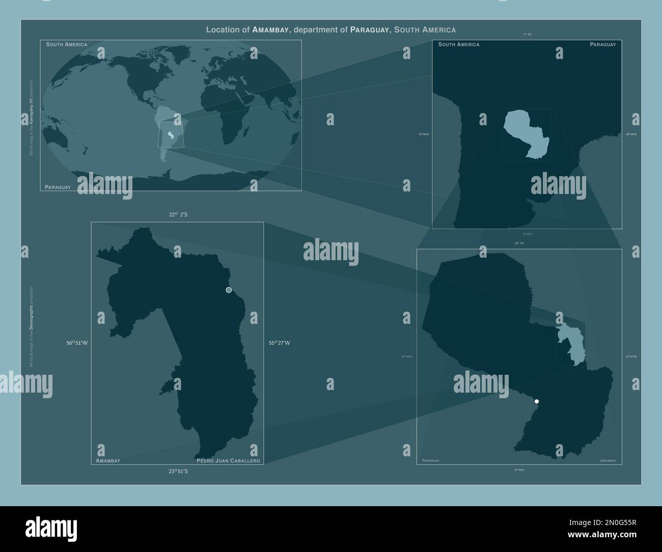 Amambay, department of Paraguay. Diagram showing the location of the ...