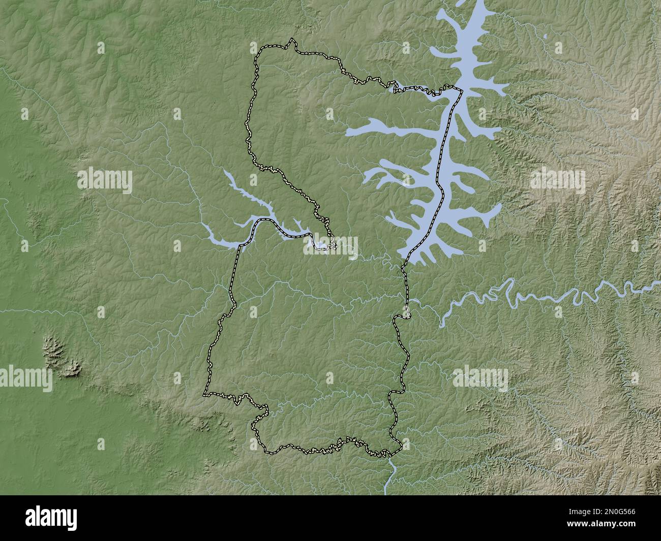 Alto Parana, department of Paraguay. Elevation map colored in wiki ...