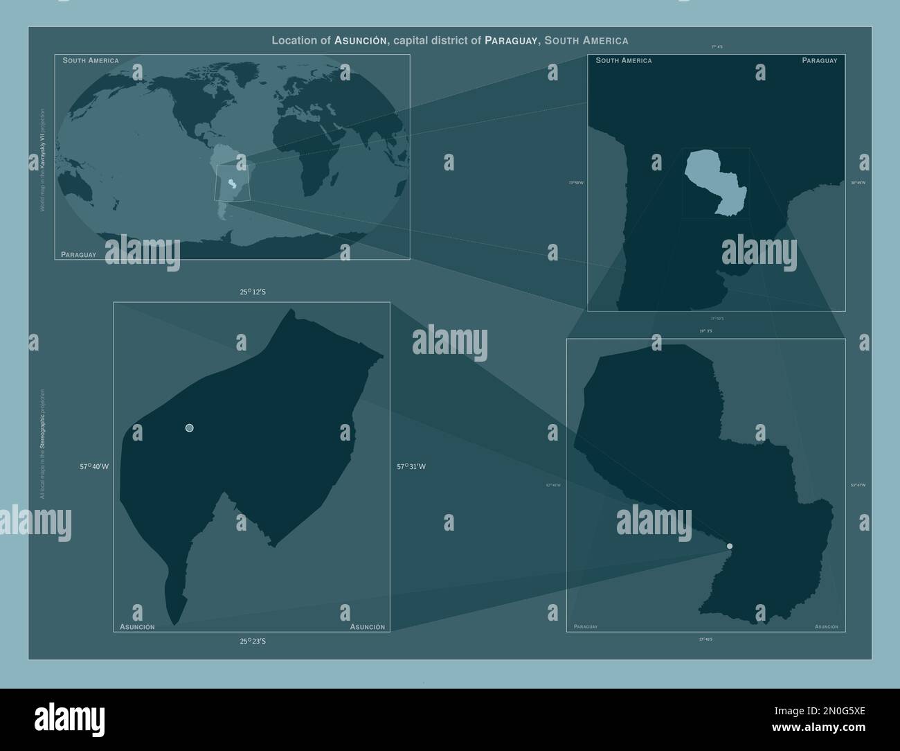 Asuncion, capital district of Paraguay. Diagram showing the location of ...
