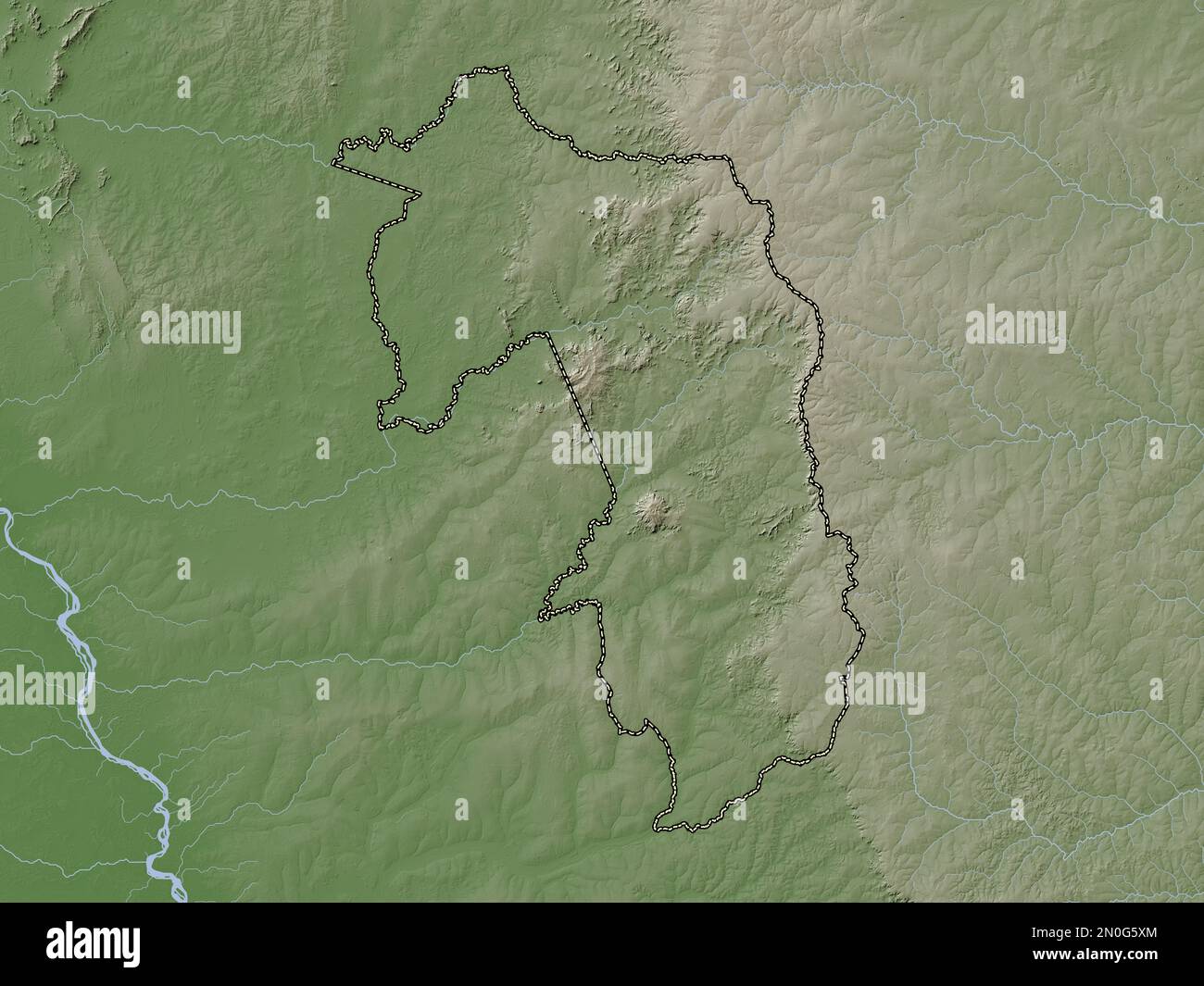 Amambay, department of Paraguay. Elevation map colored in wiki style ...