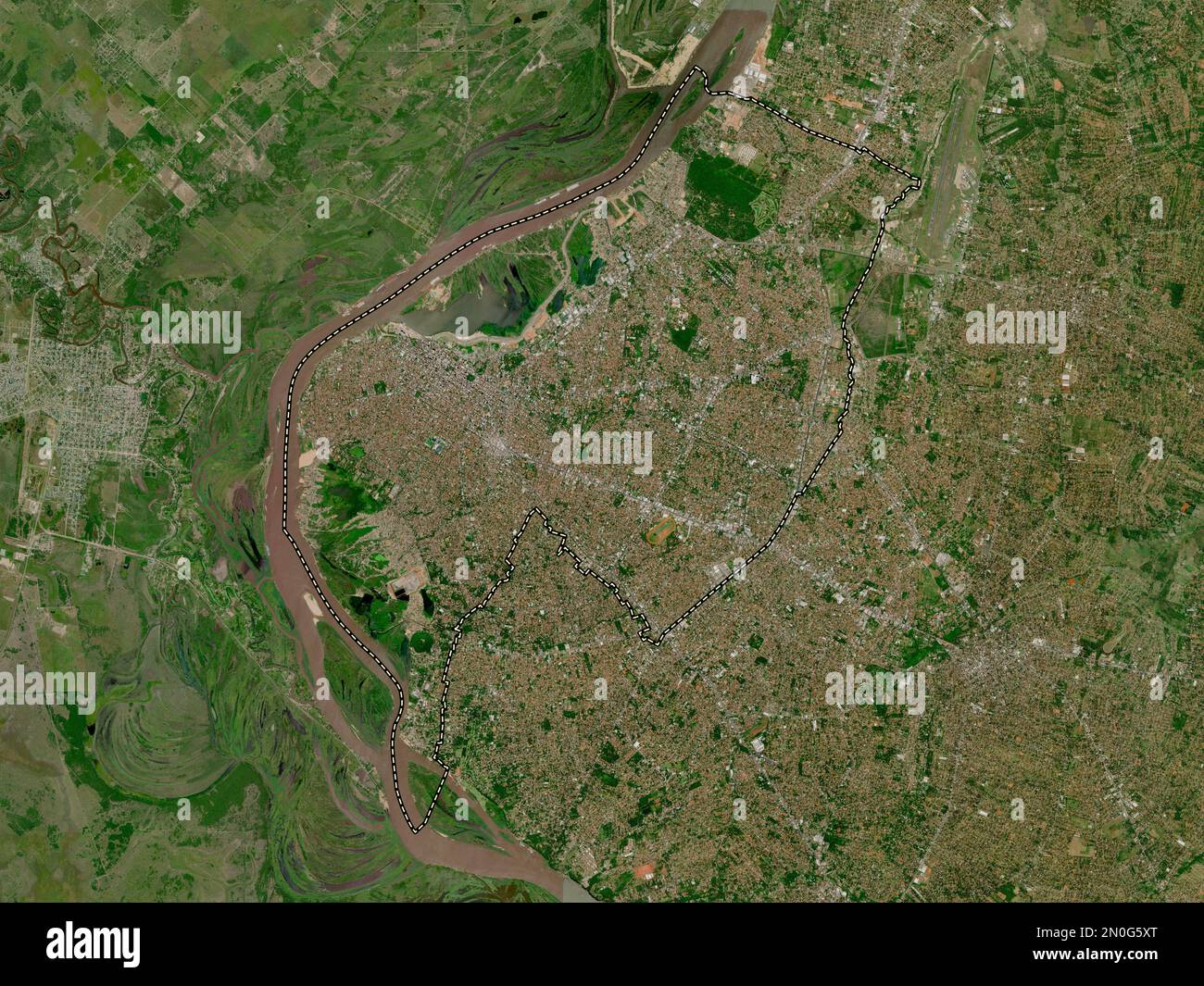 Asuncion, capital district of Paraguay. High resolution satellite map ...