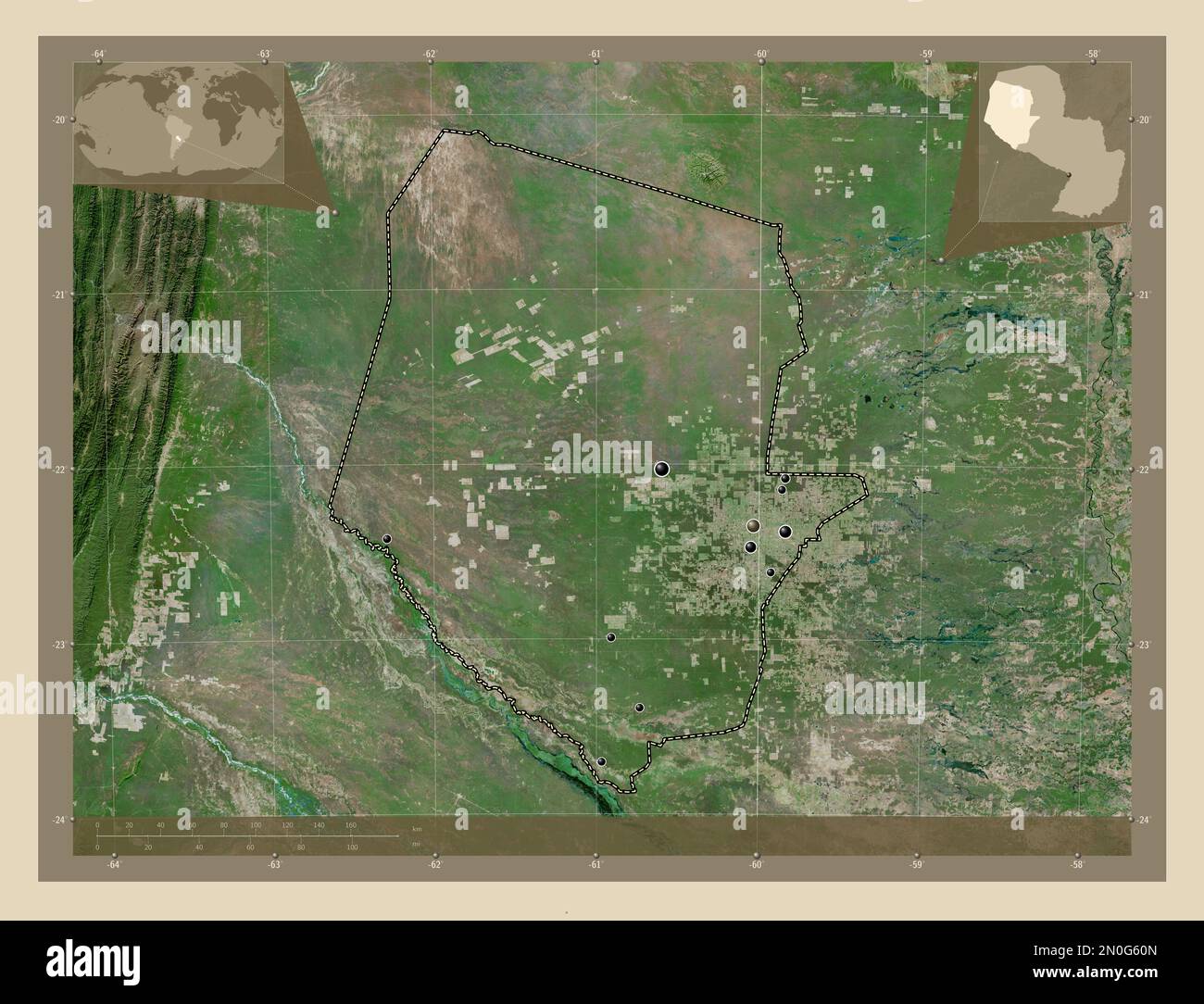 Boqueron, department of Paraguay. High resolution satellite map ...