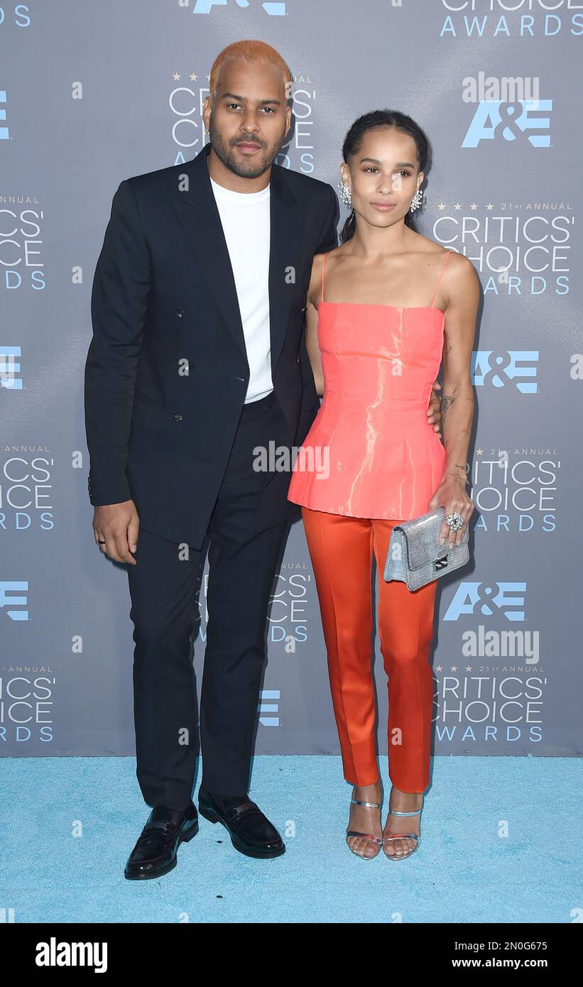 Twin Shadow, left and Zoe Kravitz arrive at the 21st annual Critics ...