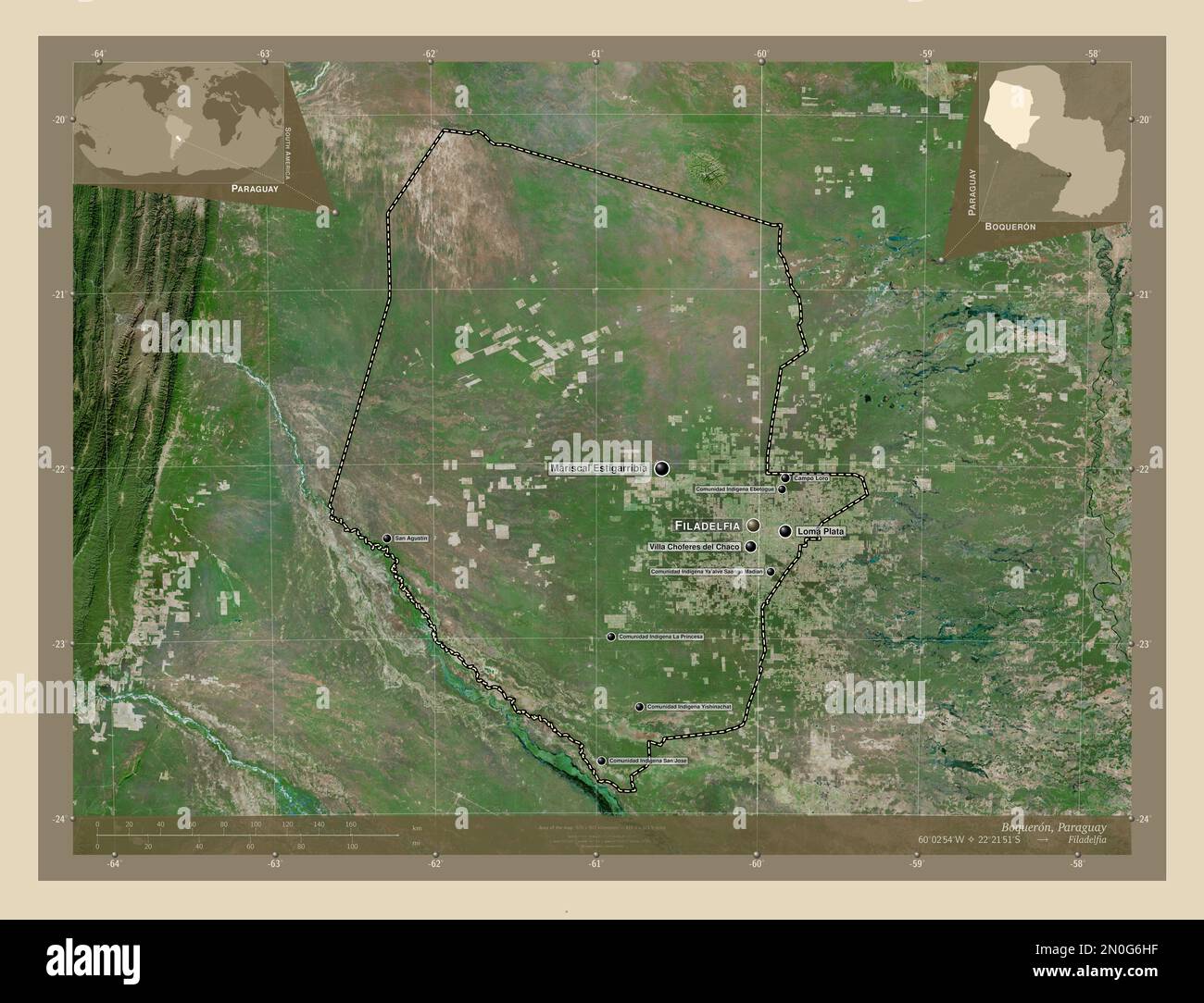 Boqueron, department of Paraguay. High resolution satellite map ...