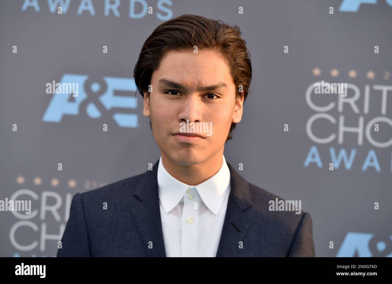 Forrest Goodluck arrives at the 21st annual Critics' Choice Awards at the Barker Hangar on ...