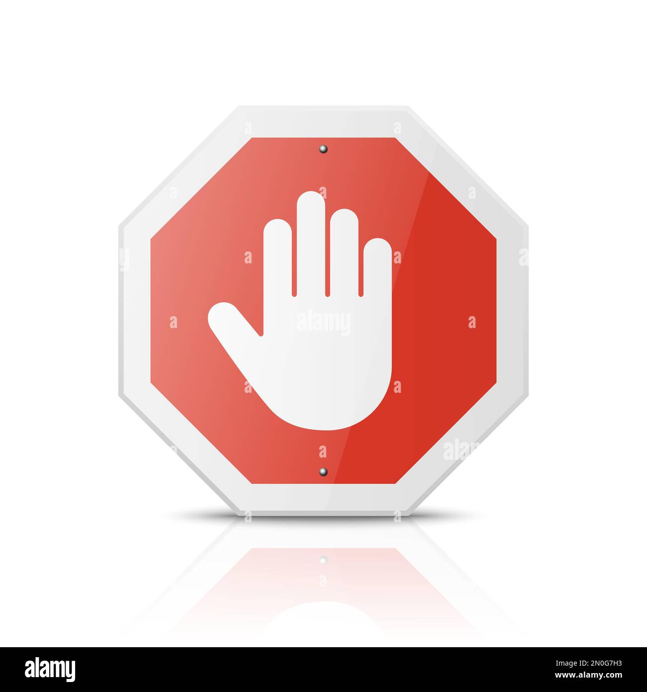 Vector White and Red Round Glossy Prohibition Stop Sign - Warning ...