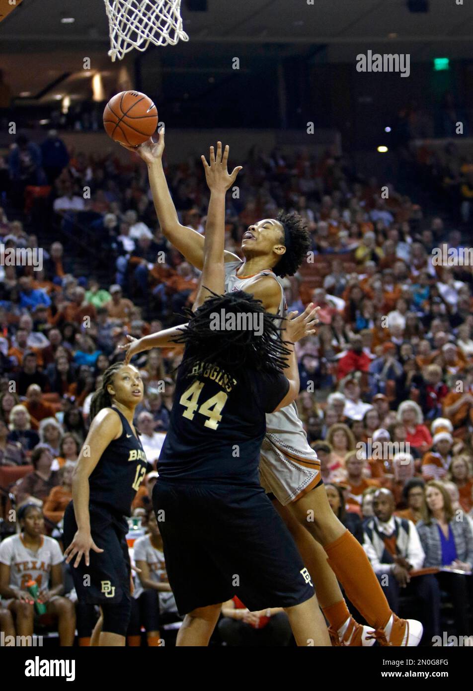 Texas center Imani Boyette, right, shoots over Baylor's Kristina ...