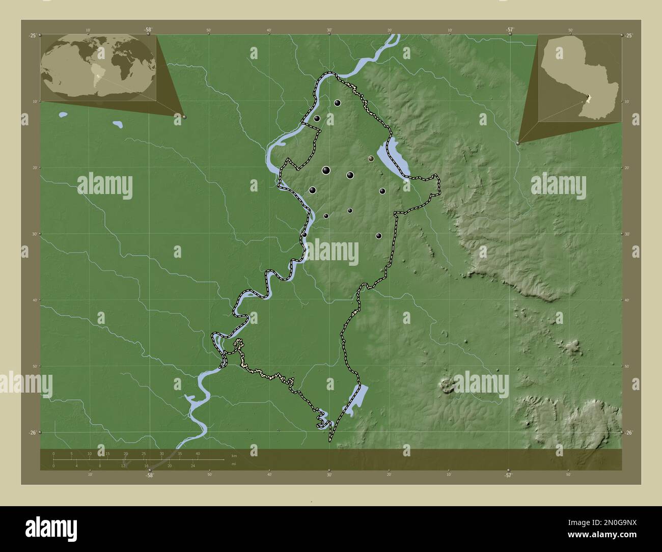 Central, department of Paraguay. Elevation map colored in wiki style ...