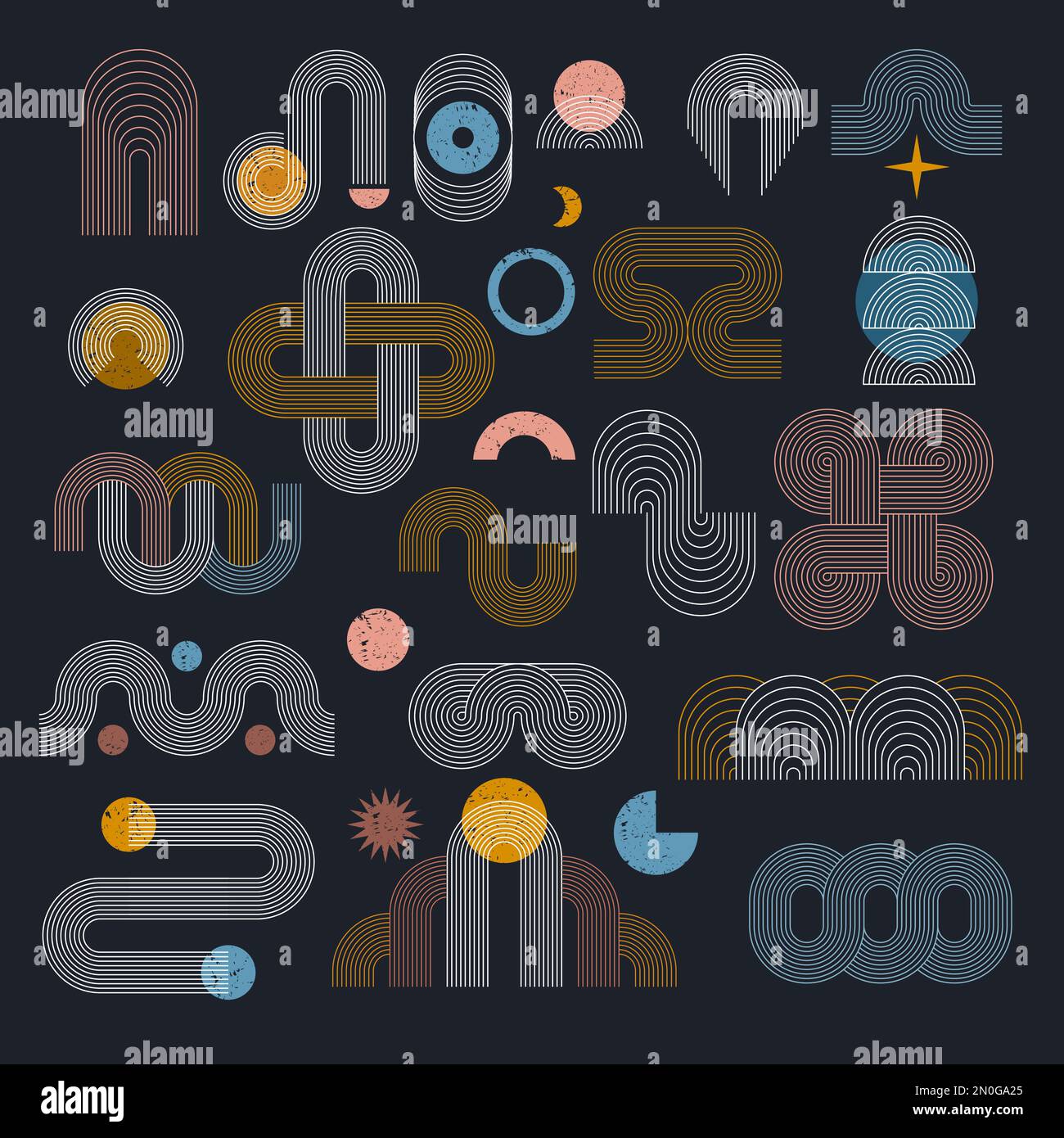 Arch forms. Abstract geometric waveforms graphic lines minimalists ...