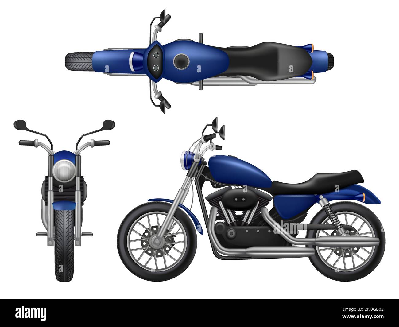 Motorcycle realistic. Various views of modern urban bike decent vector ...