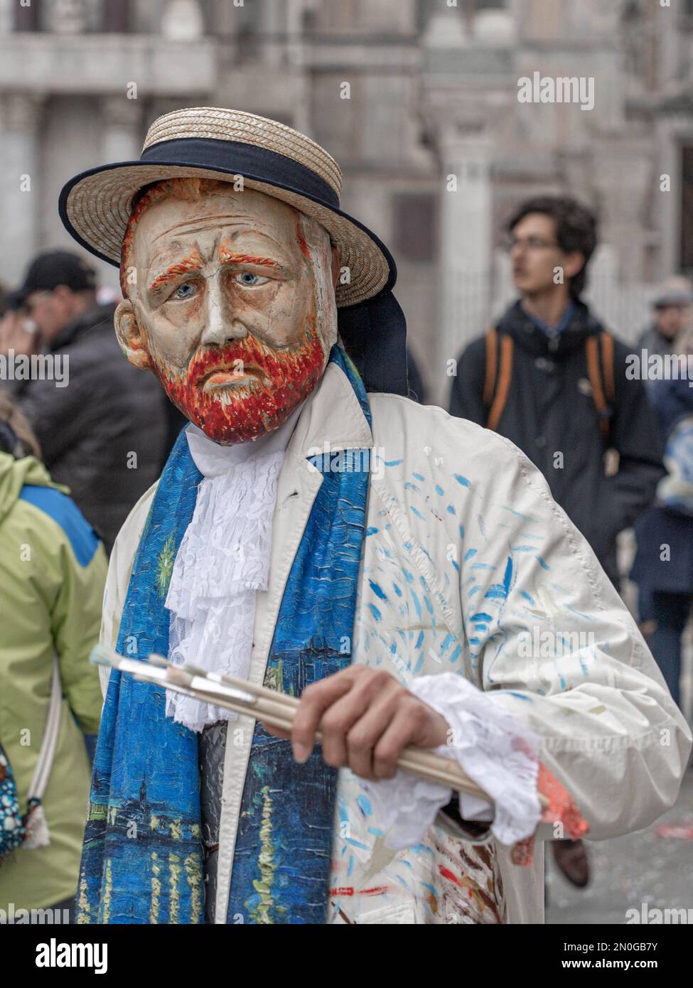 Man in carnival costume and mask of Van Gogh at Venice carnival Stock ...