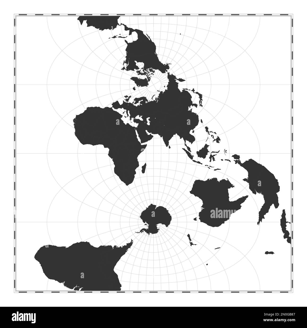 Vector World Map Transverse Spherical Mercator Projection Plain World Geographical Map With