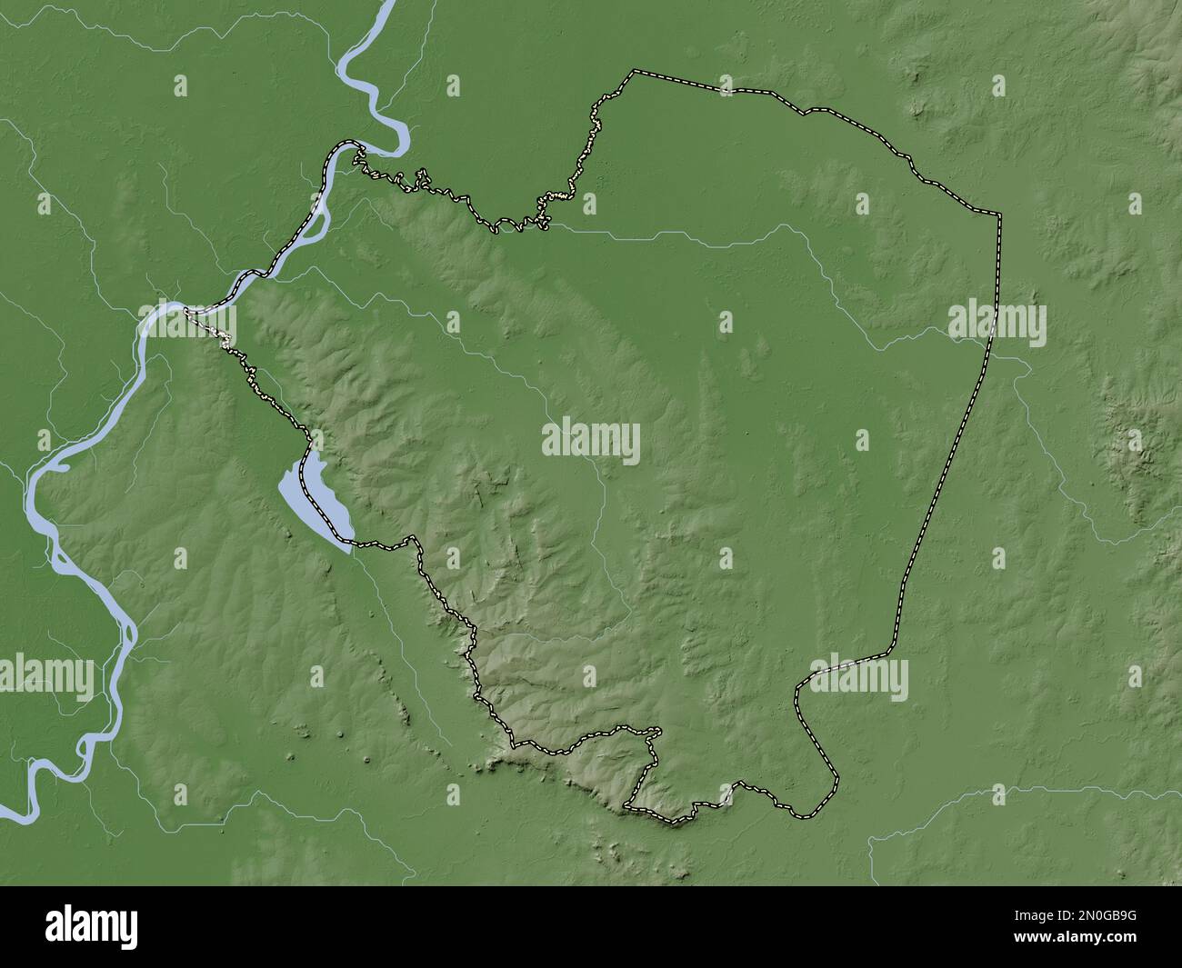 Cordillera, department of Paraguay. Elevation map colored in wiki style ...