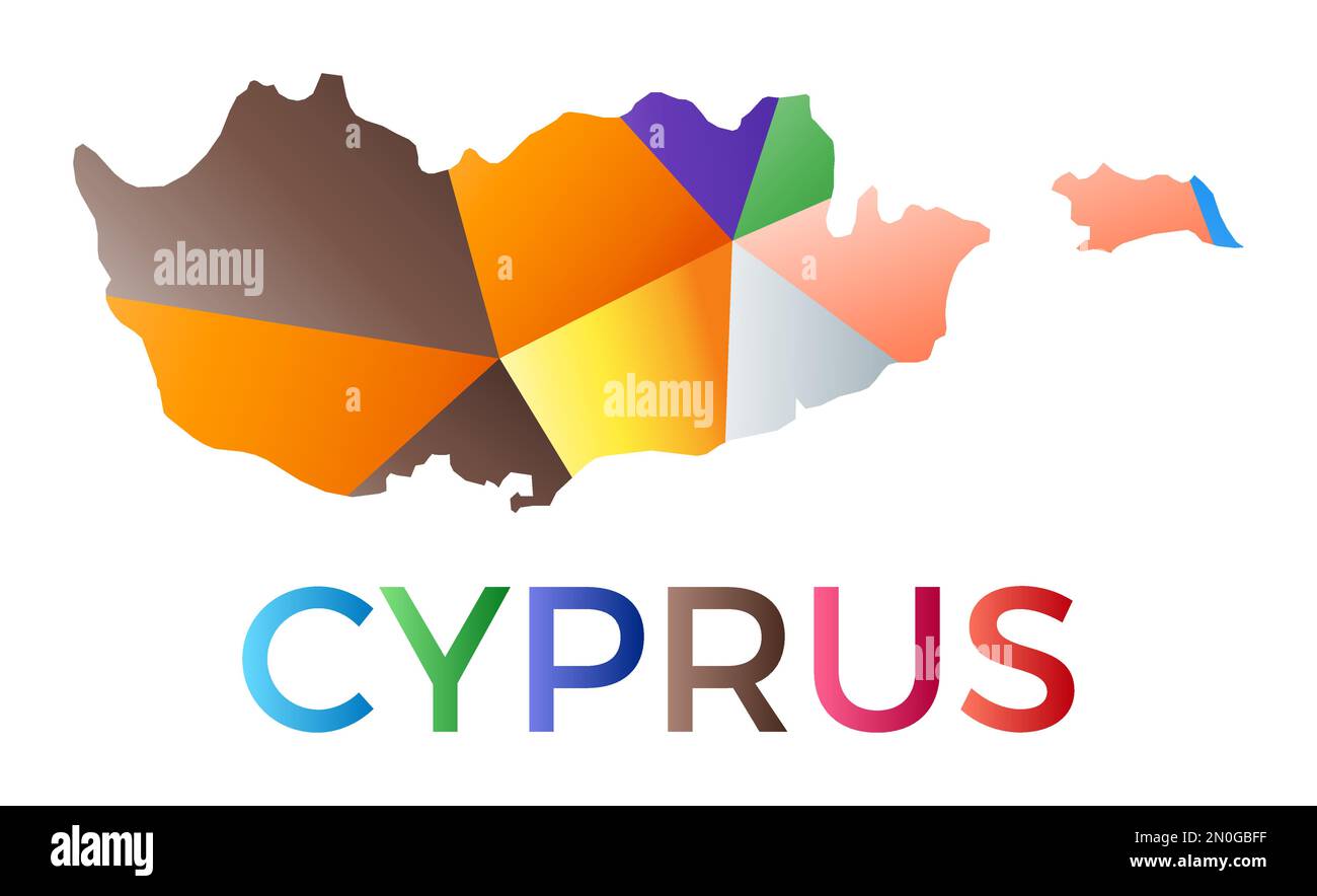 Bright colored Cyprus shape. Multicolor geometric style country logo ...