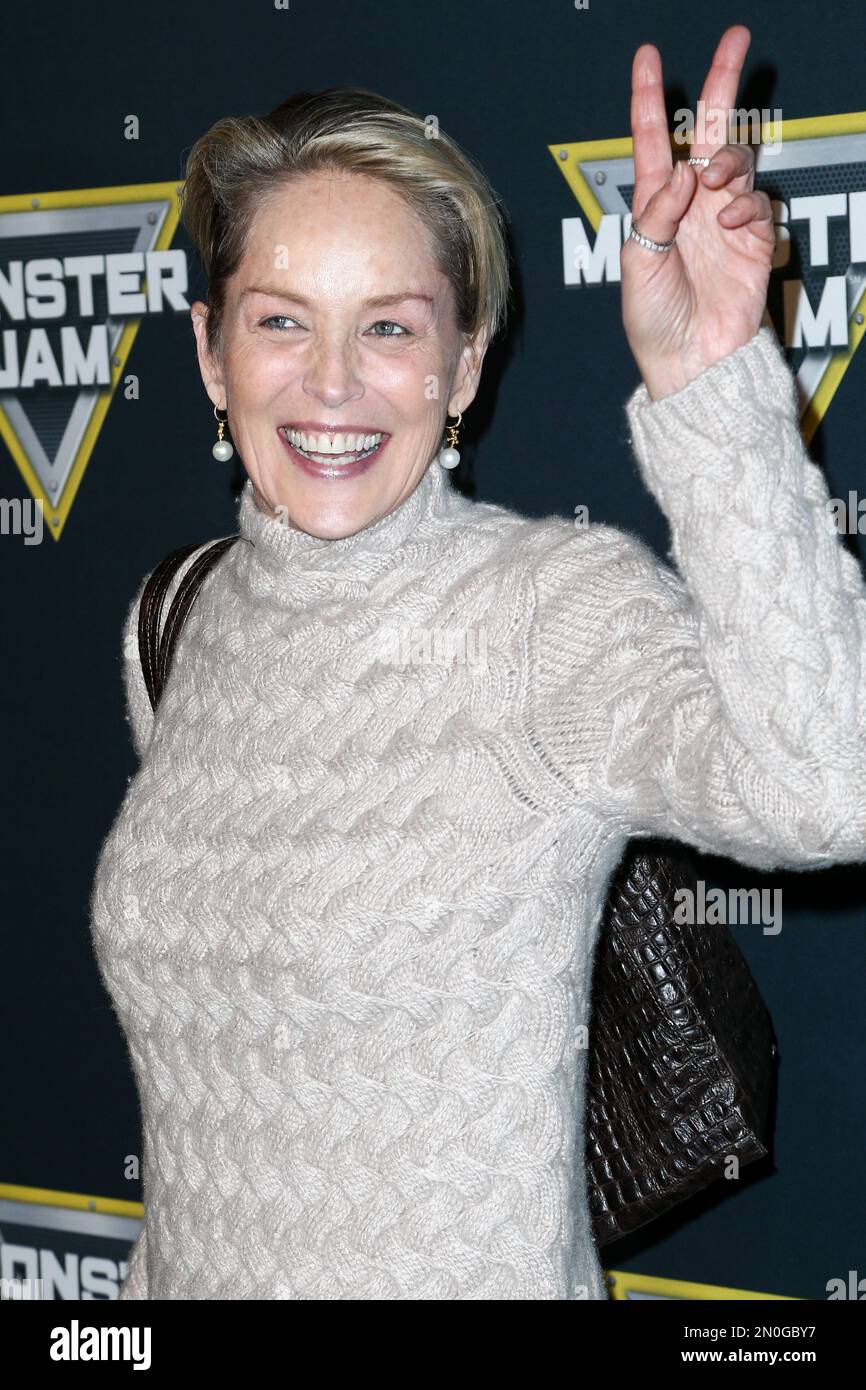 Sharon Stone attends the MONSTER JAM Event held at Angel Stadium on ...