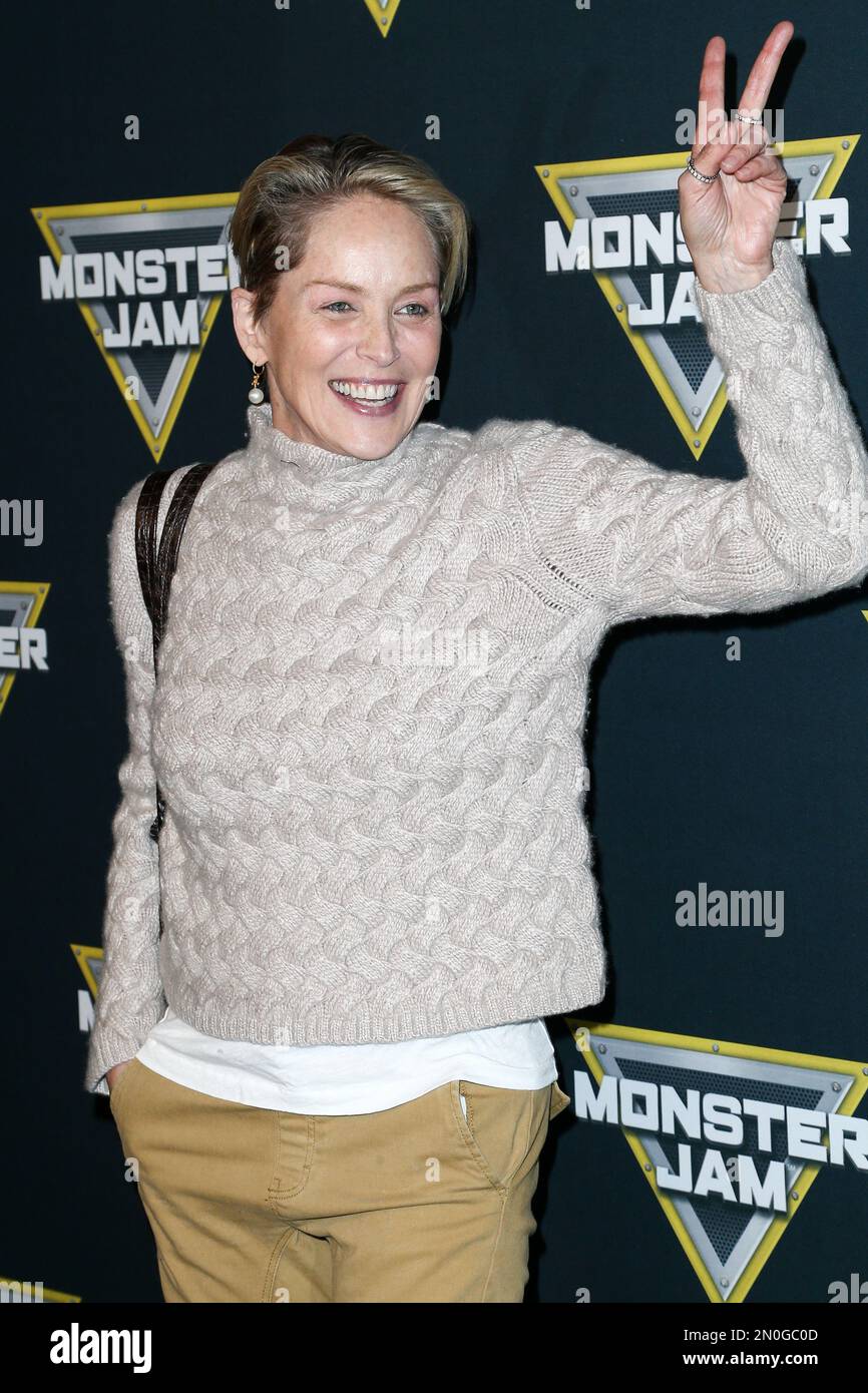 Sharon Stone attends the MONSTER JAM Event held at Angel Stadium on ...