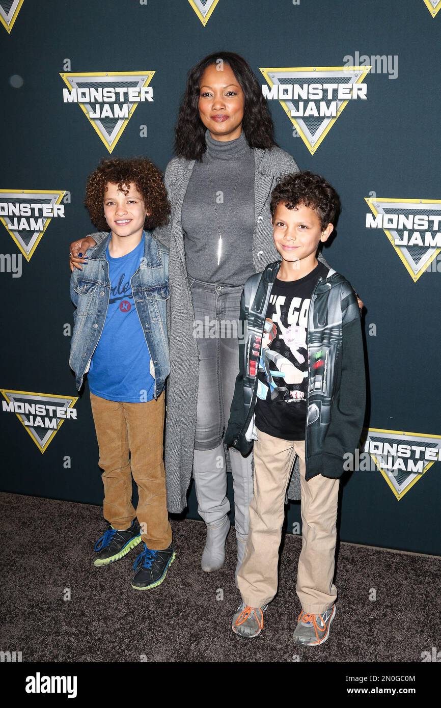 Garcelle Beauvais, from left, Jaid Nilon and Jax Nilon attend the MONSTER JAM Event held at ...