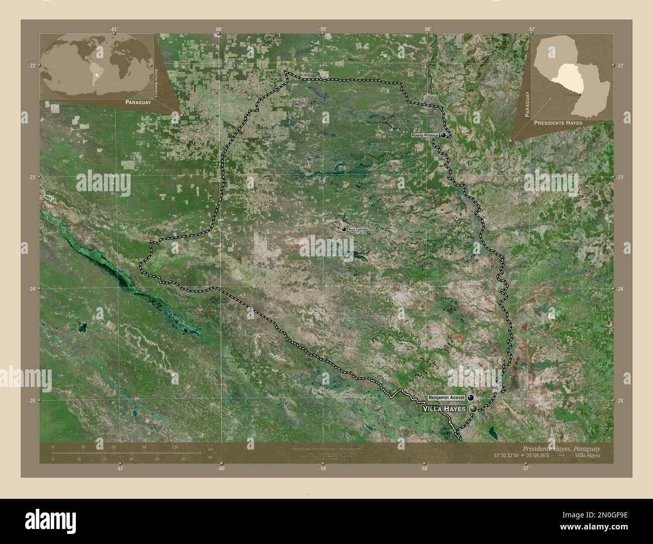 Presidente Hayes, department of Paraguay. High resolution satellite map ...