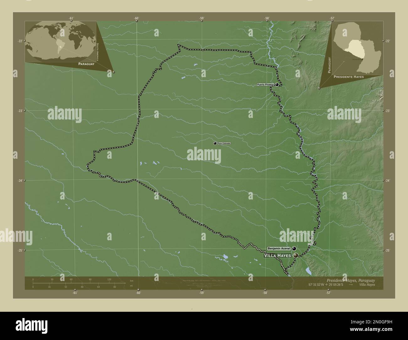 Presidente Hayes, department of Paraguay. Elevation map colored in wiki ...