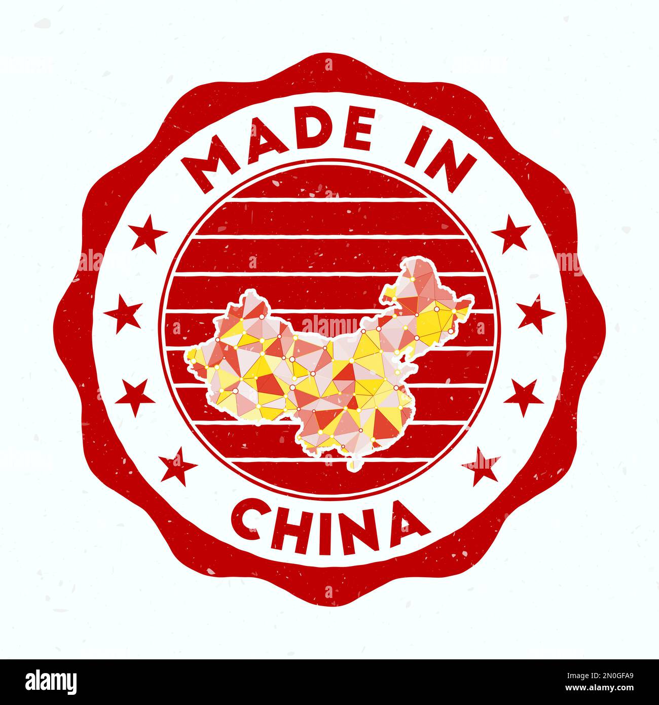 Made In China. Country round stamp. Seal of China with border shape ...