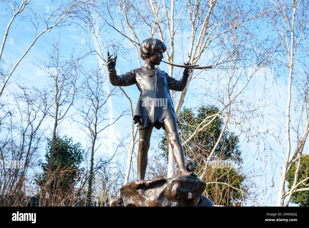 Statue of famous fairytale character Peter Pan, the boy who would never ...