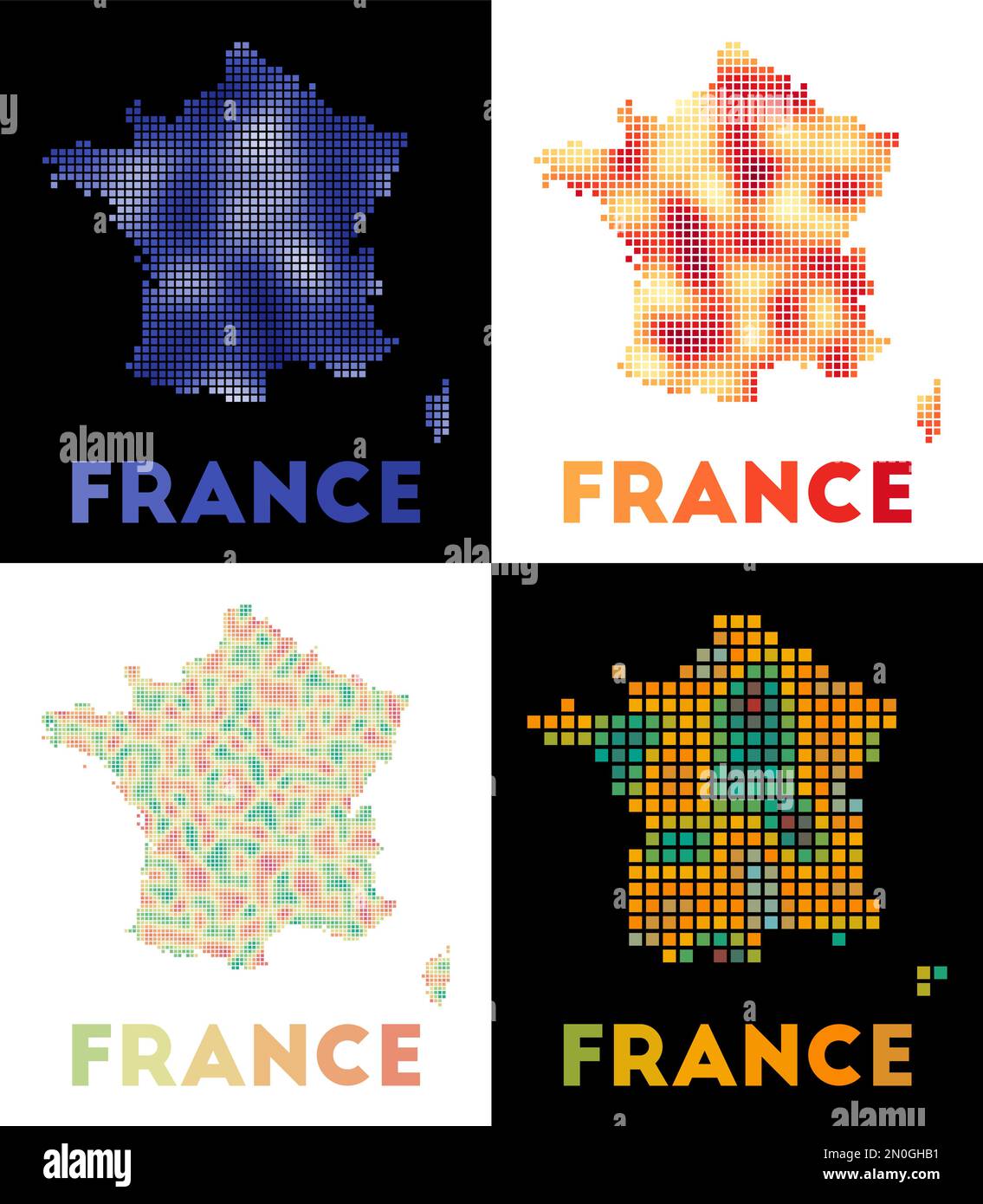 France map. Collection of maps of France in dotted style. Borders of ...