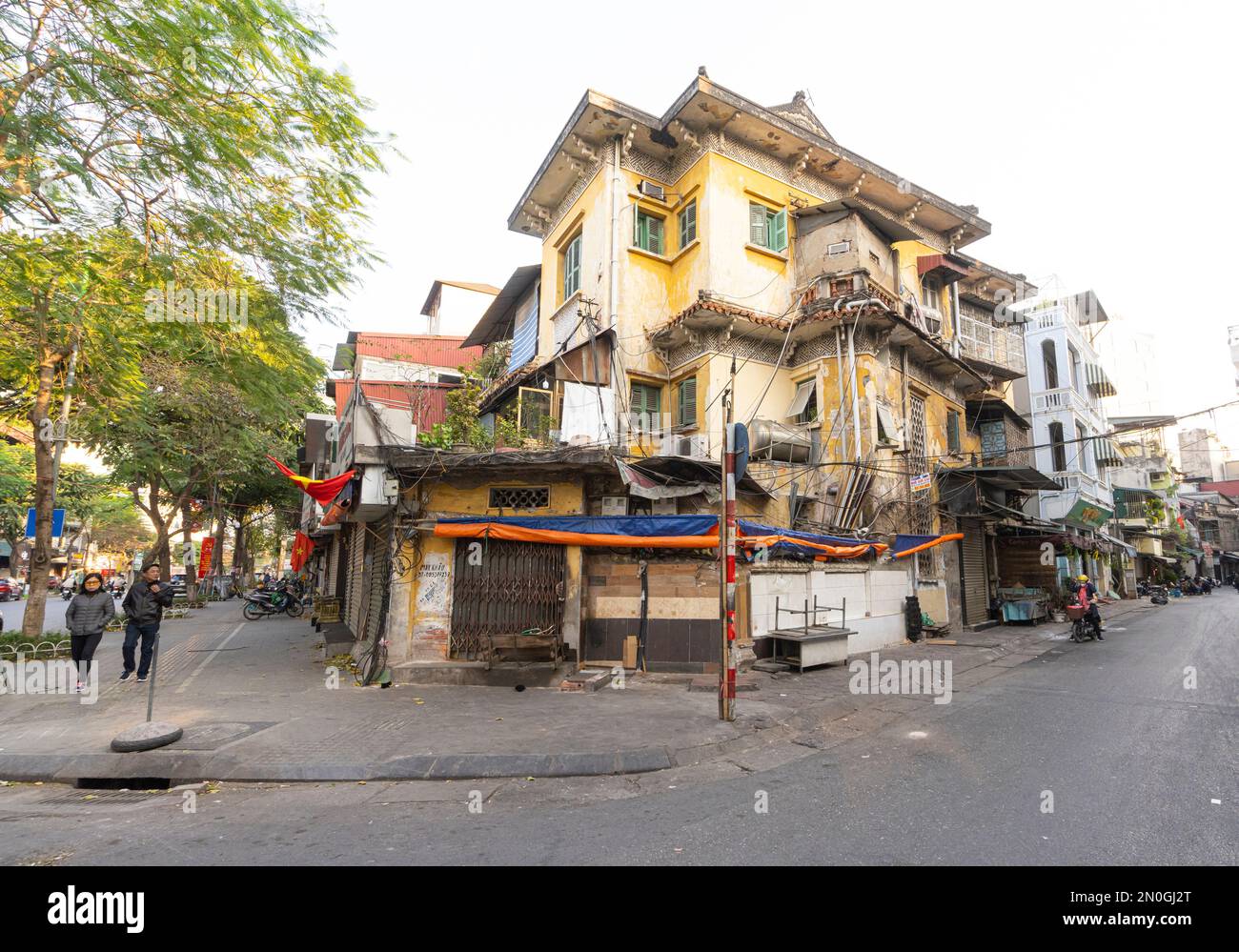 Hanoi, Vietnam, January 2023. view of the traditional old houses in the ...