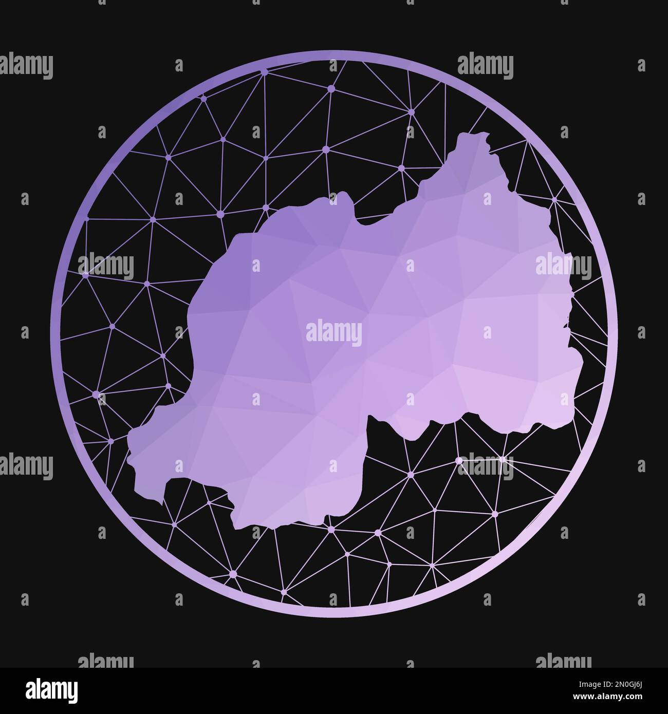 Rwanda icon. Vector polygonal map of the country. Rwanda icon in ...