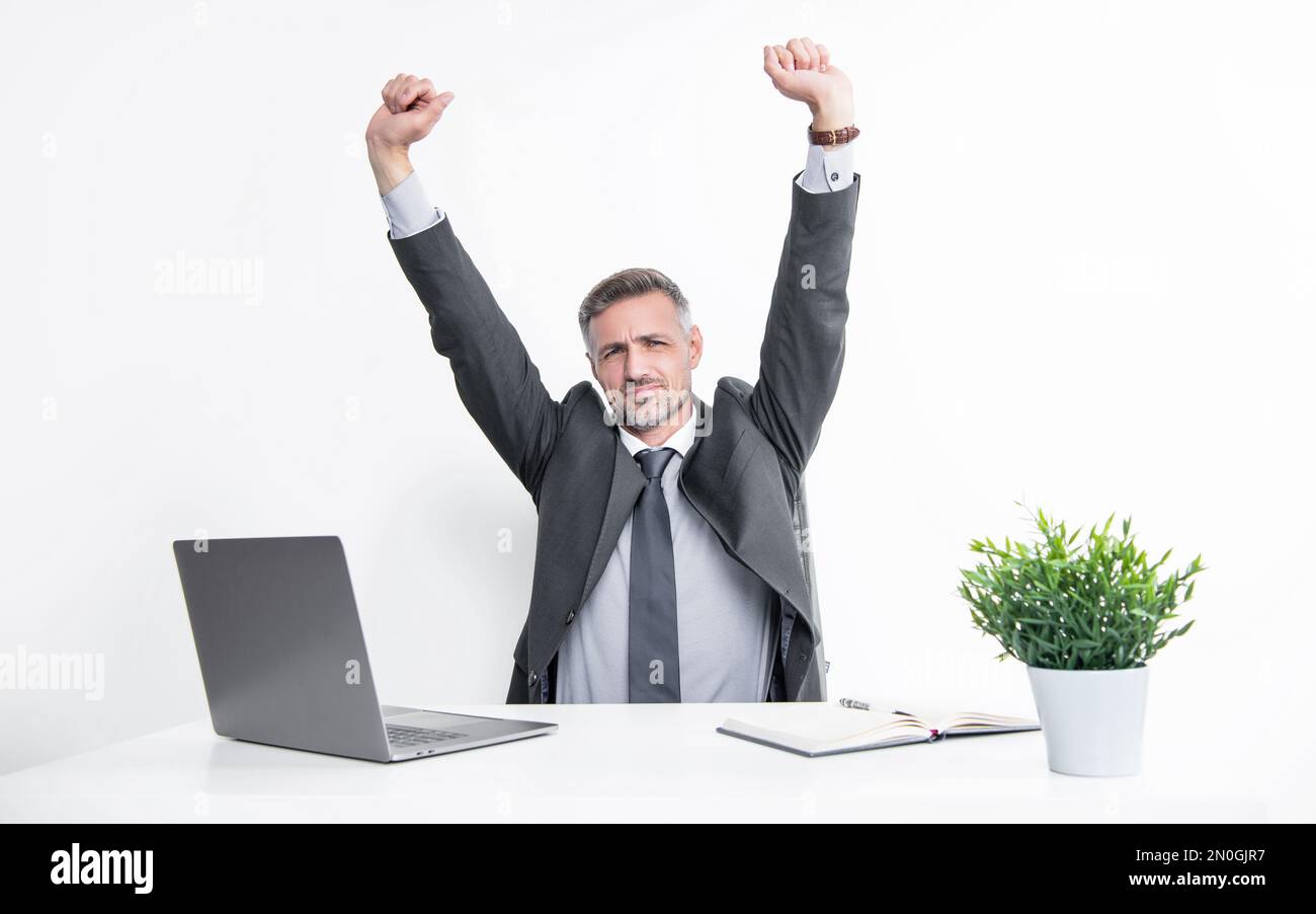 Mature business man stretching hi-res stock photography and images - Alamy